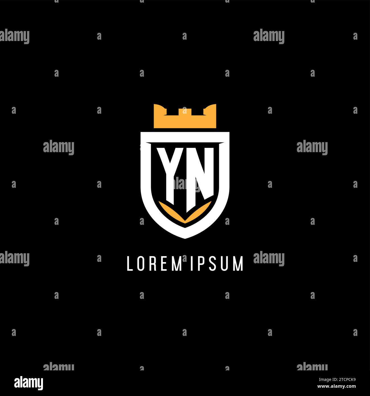 Initial YN logo with shield, esport gaming logo monogram style vector ...