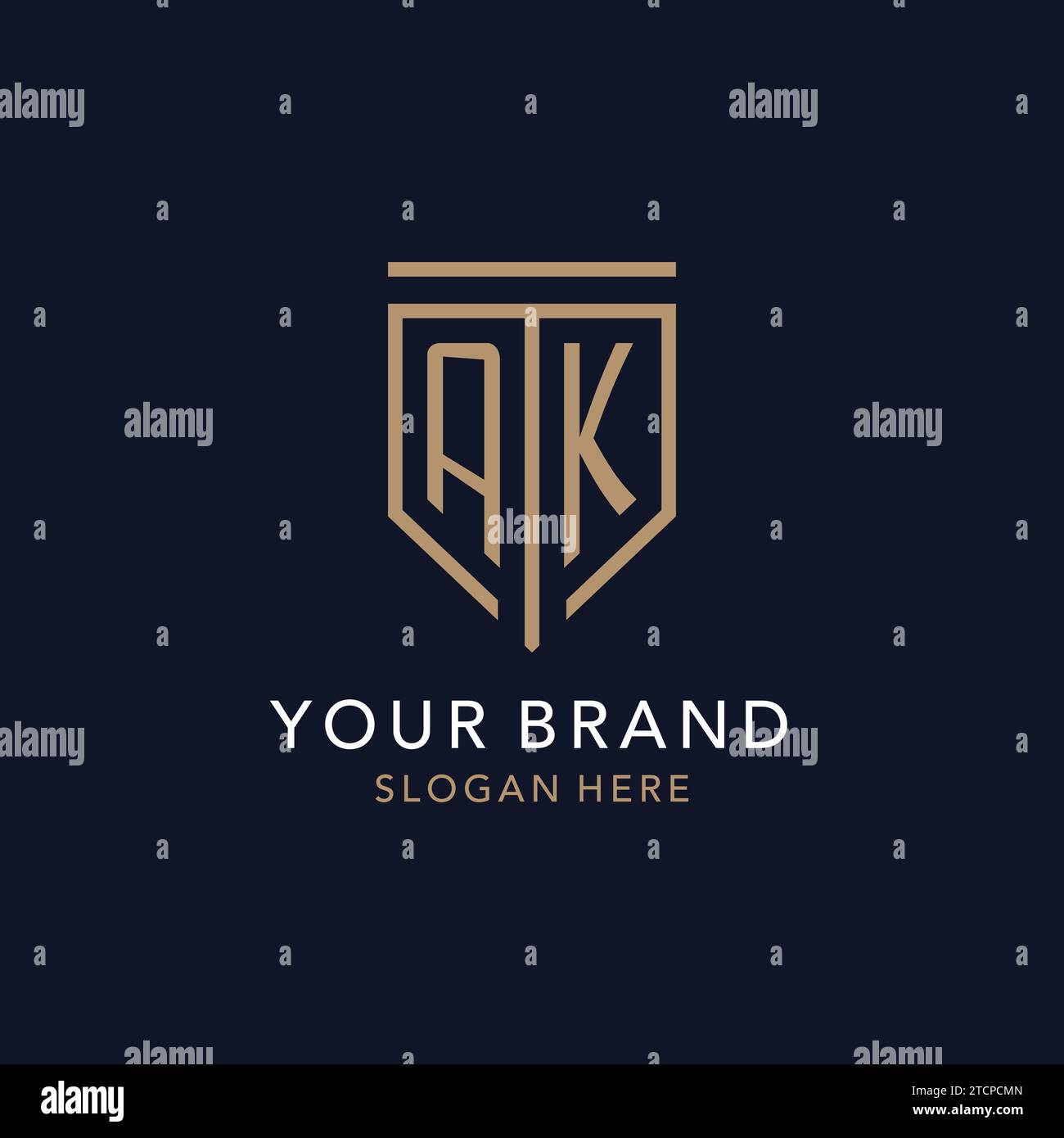 AK initial logo monogram with simple luxury shield icon design ...