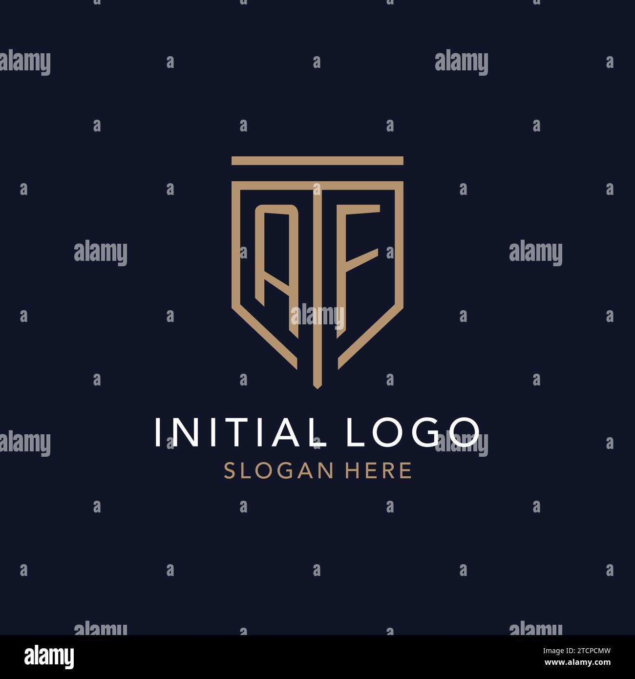 AF initial logo monogram with simple luxury shield icon design ...
