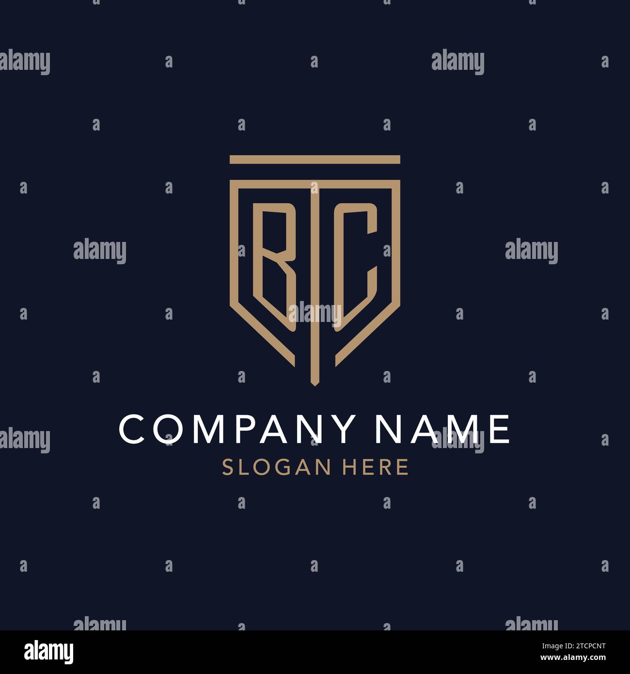 BC initial logo monogram with simple luxury shield icon design ...