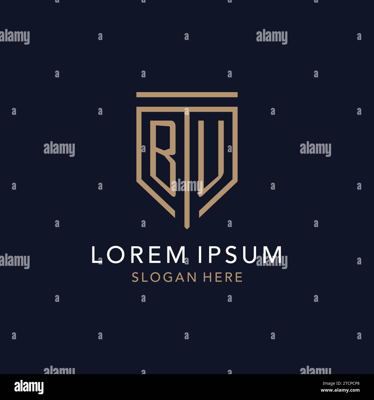 BU initial logo monogram with simple luxury shield icon design ...