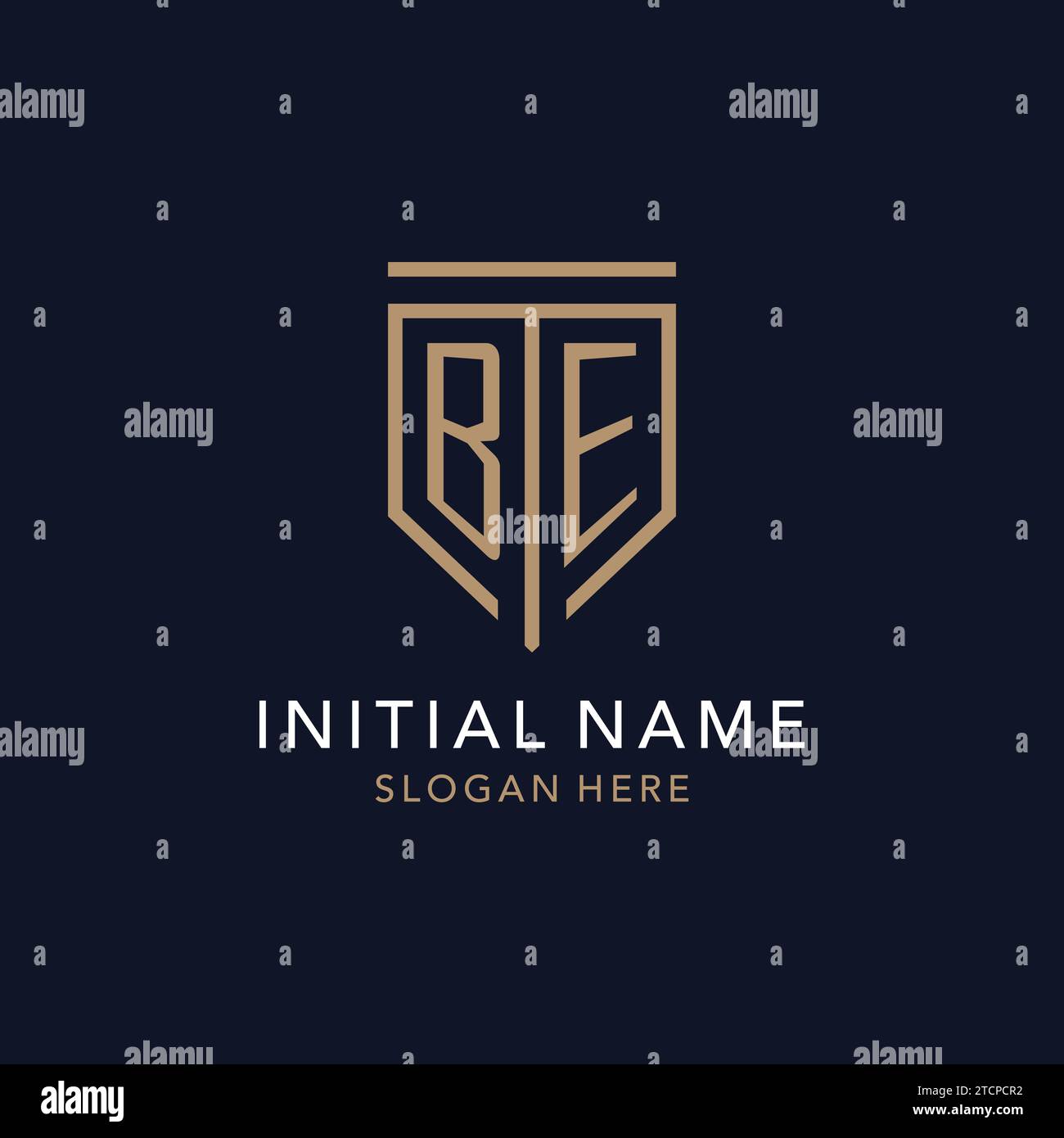 BE initial logo monogram with simple luxury shield icon design ...