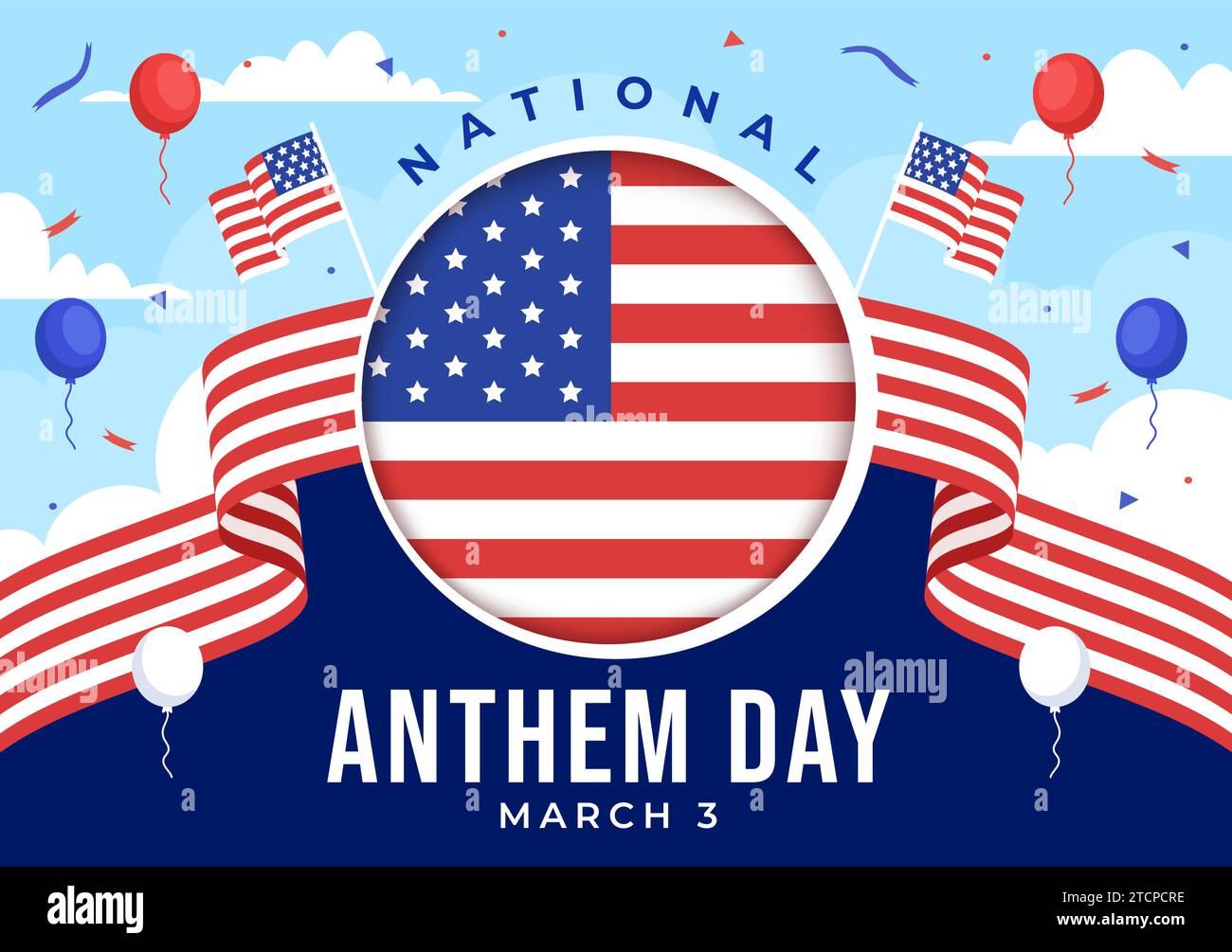 National Anthem Day Vector Illustration on March 3 with United States ...