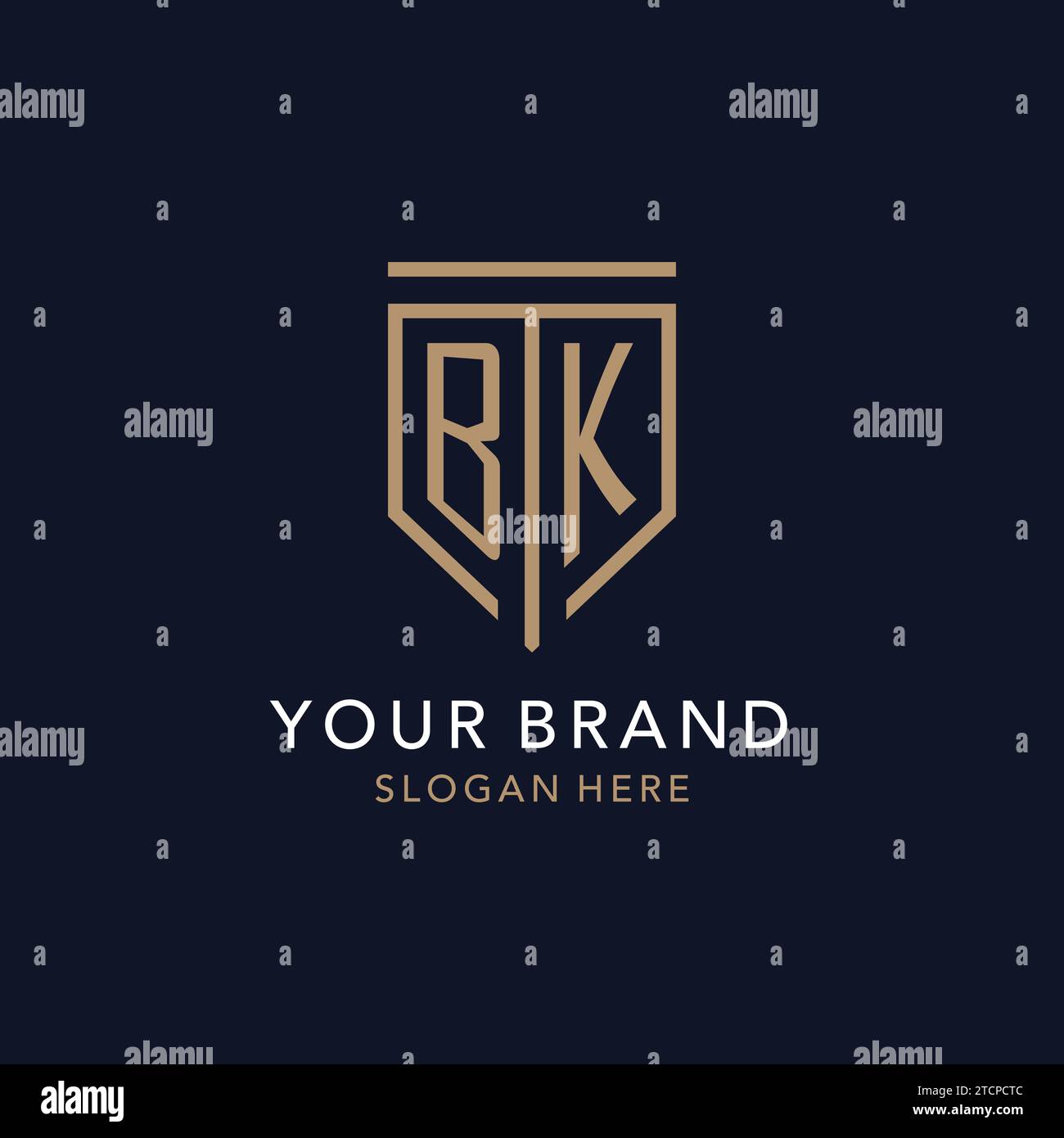 BK initial logo monogram with simple luxury shield icon design ...