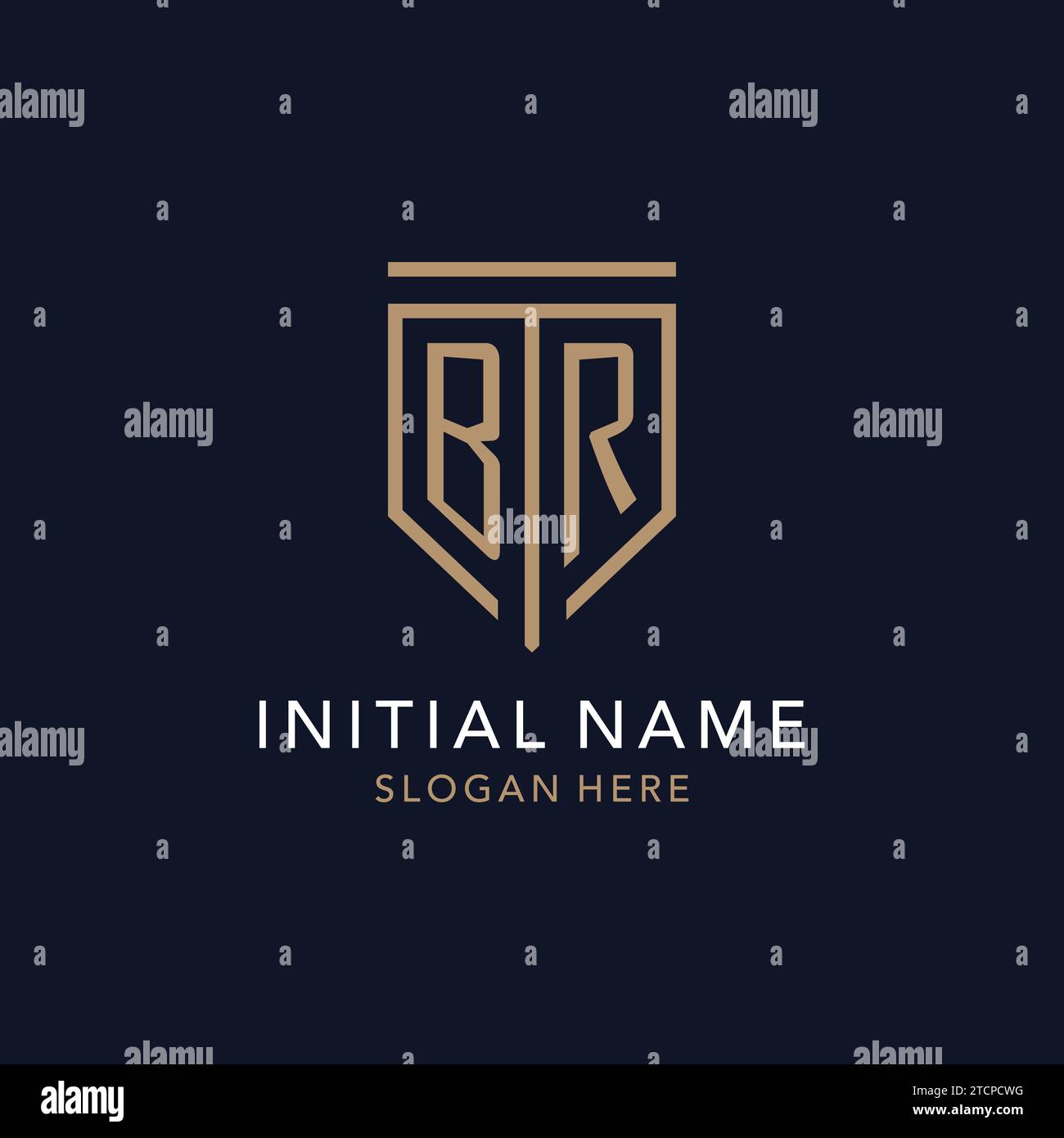 BR initial logo monogram with simple luxury shield icon design ...