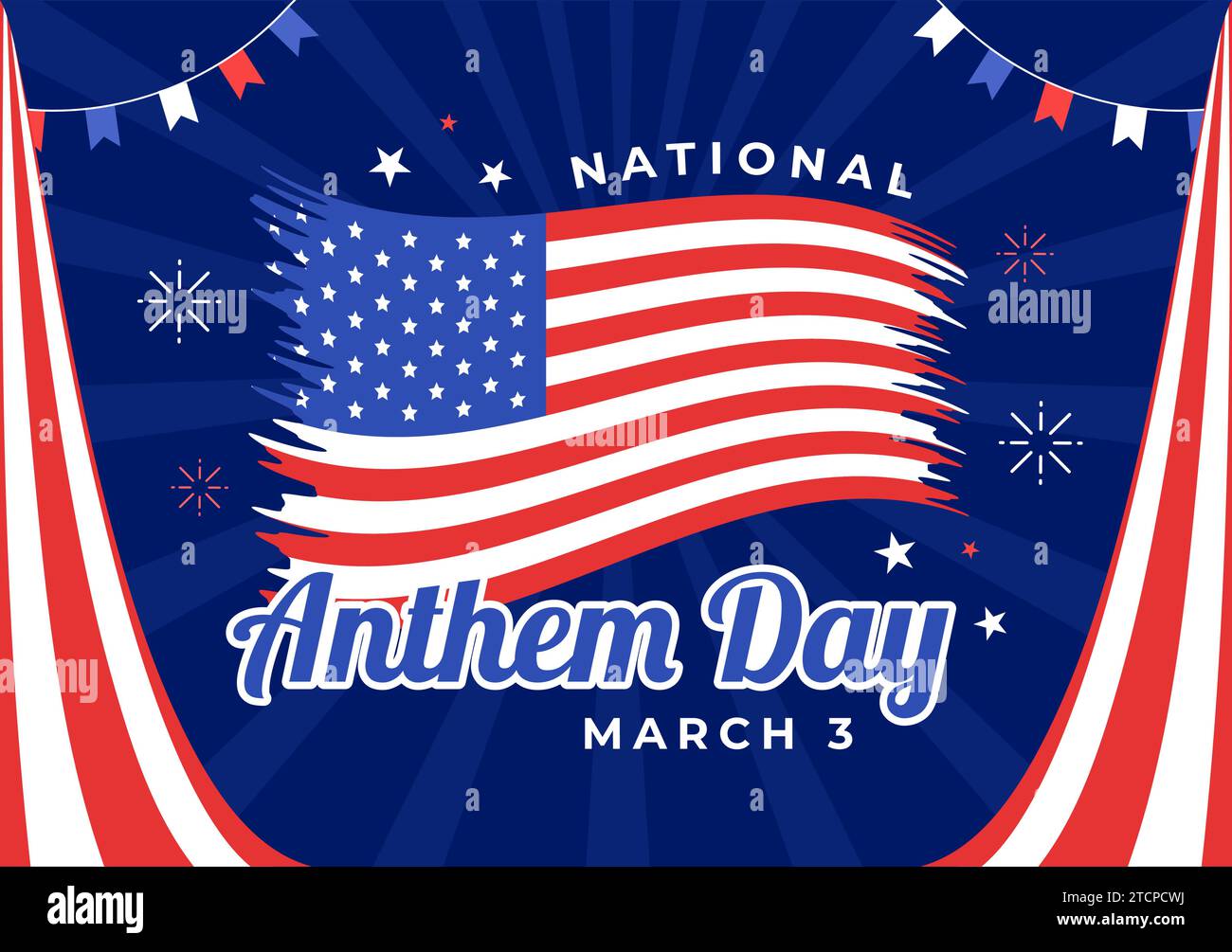 National Anthem Day Vector Illustration on March 3 with United States ...