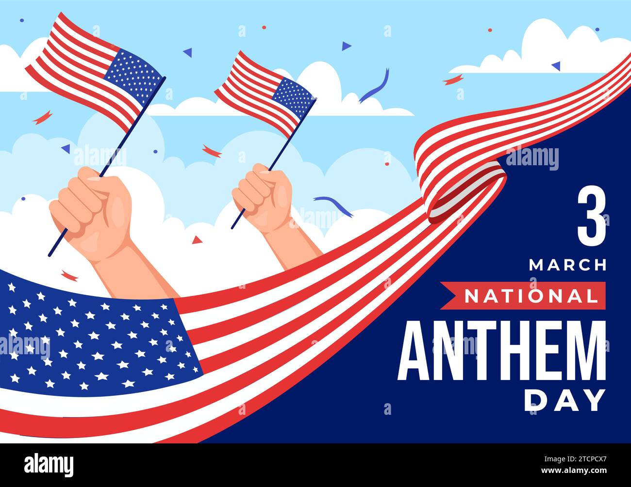 National Anthem Day Vector Illustration on March 3 with United States ...