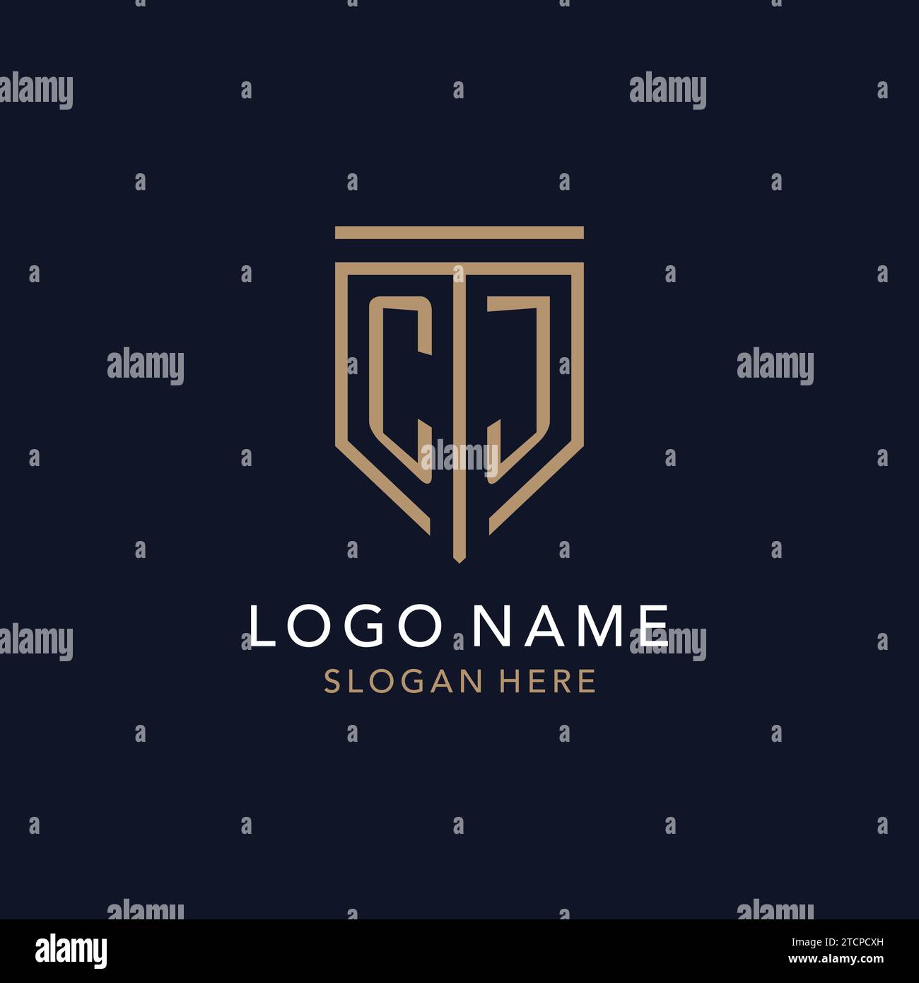 CJ initial logo monogram with simple luxury shield icon design ...