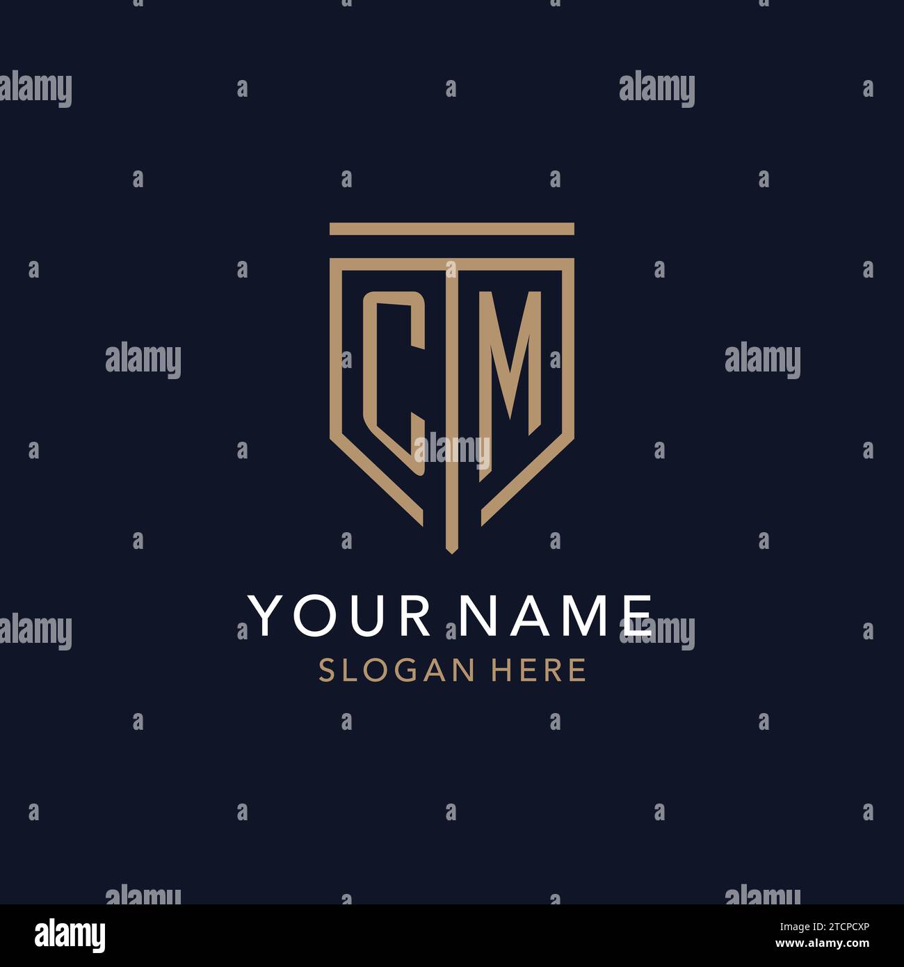 CM initial logo monogram with simple luxury shield icon design ...