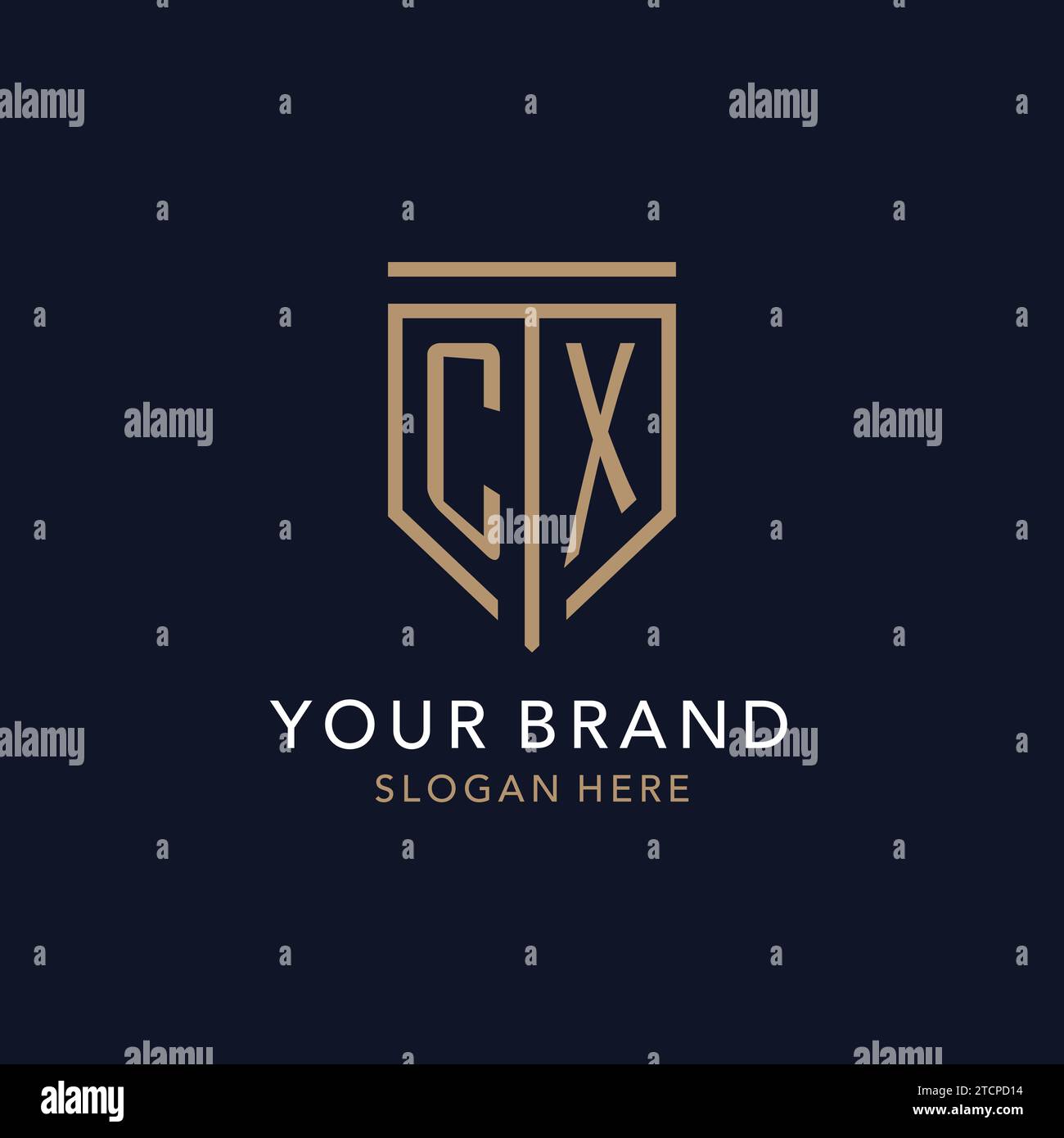 CX initial logo monogram with simple luxury shield icon design ...