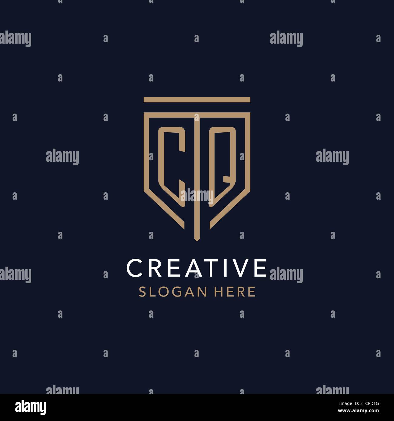 CQ initial logo monogram with simple luxury shield icon design ...
