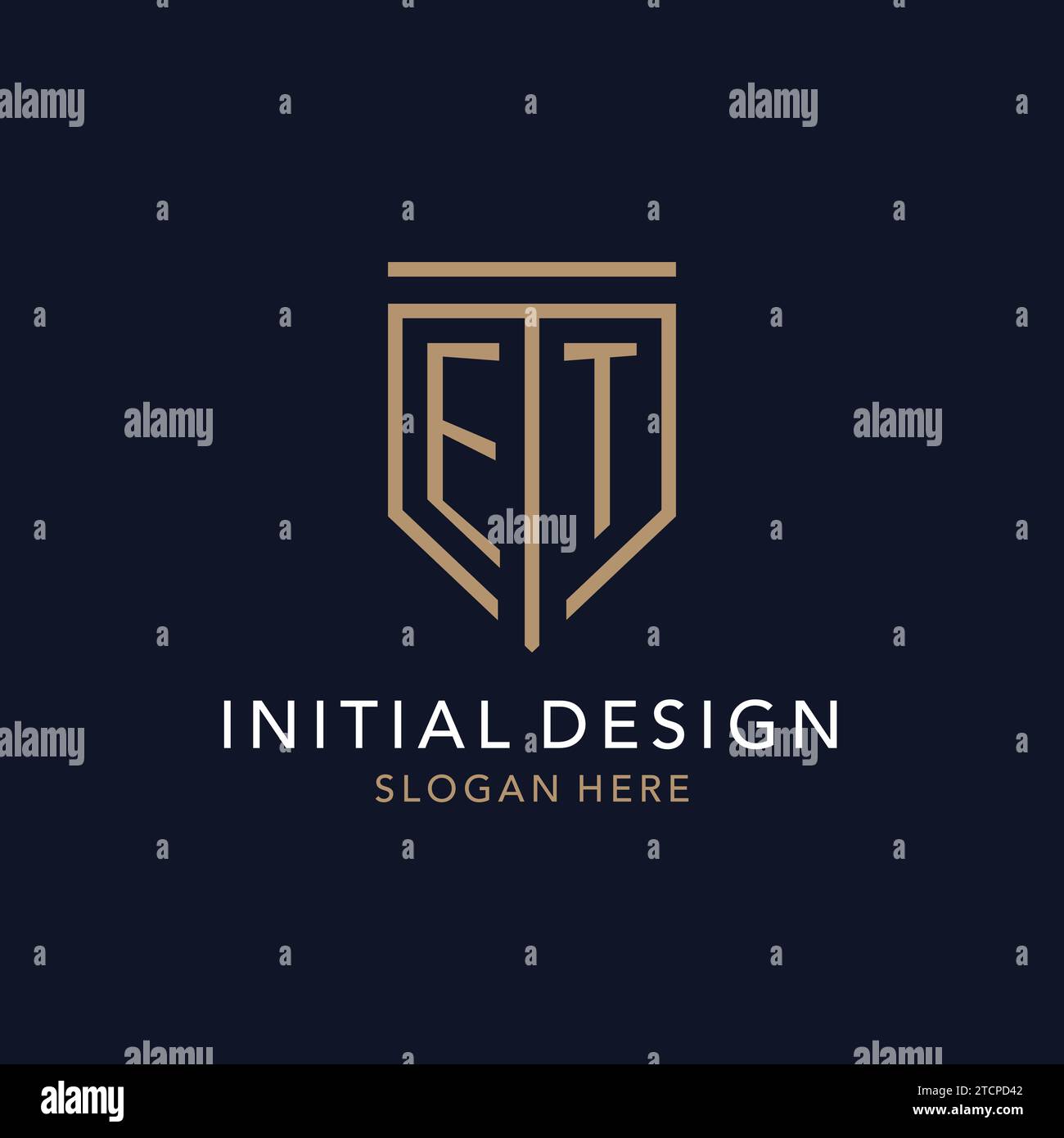 ET initial logo monogram with simple luxury shield icon design ...