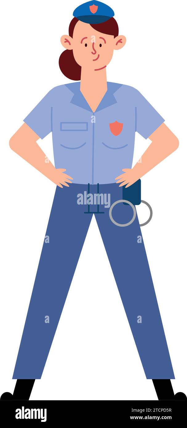 police day illustration with a police woman vector isolated Stock ...