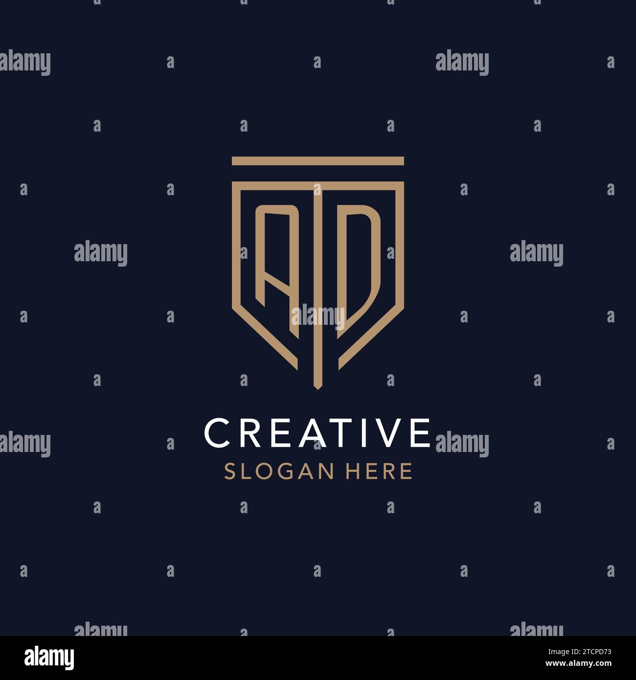 AD initial logo monogram with simple luxury shield icon design ...