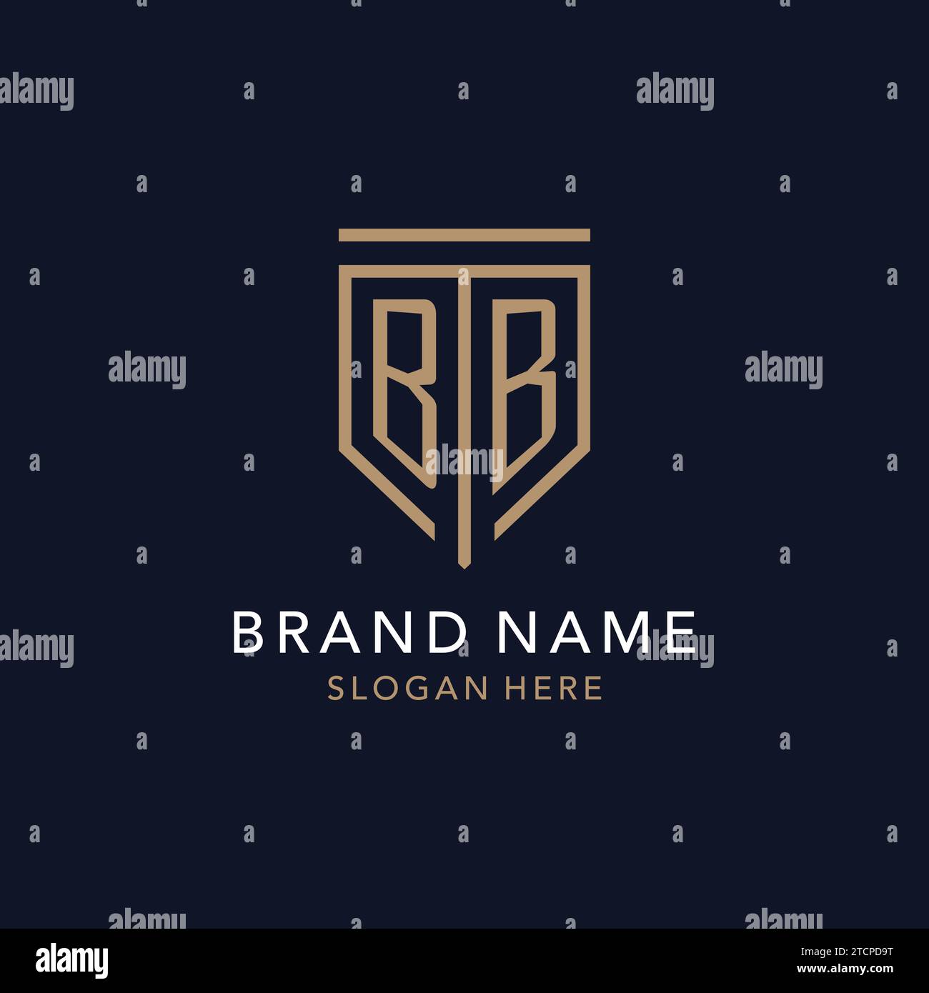 BB initial logo monogram with simple luxury shield icon design ...