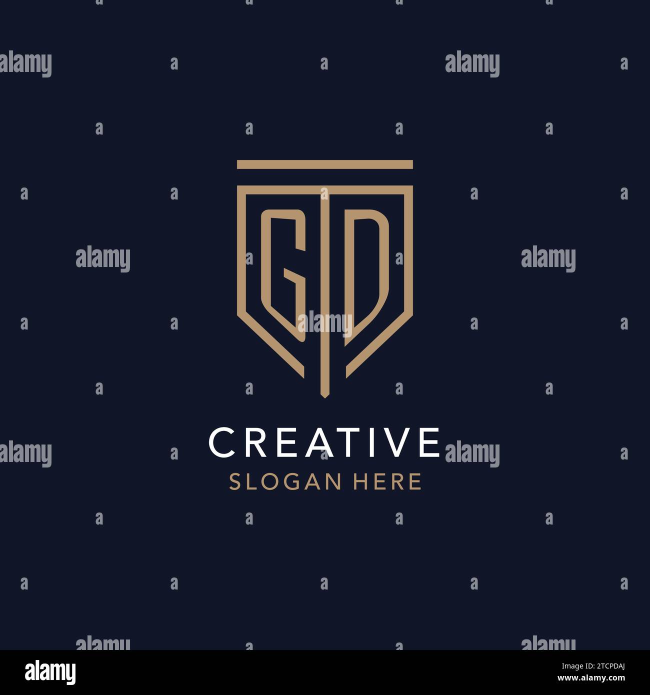 GD initial logo monogram with simple luxury shield icon design ...