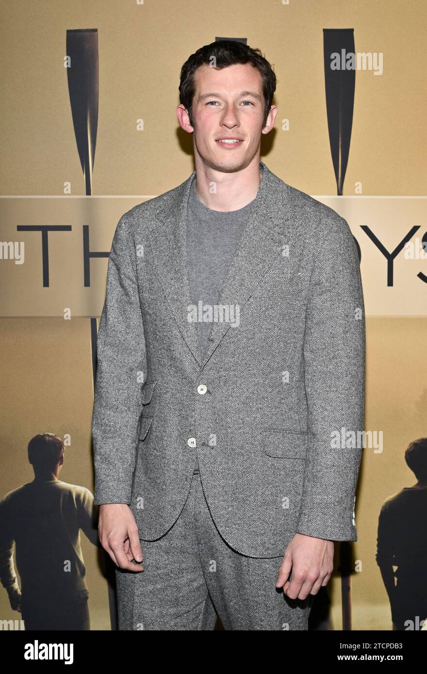 Callum Turner attends a special screening of "The Boys in the Boat" at ...