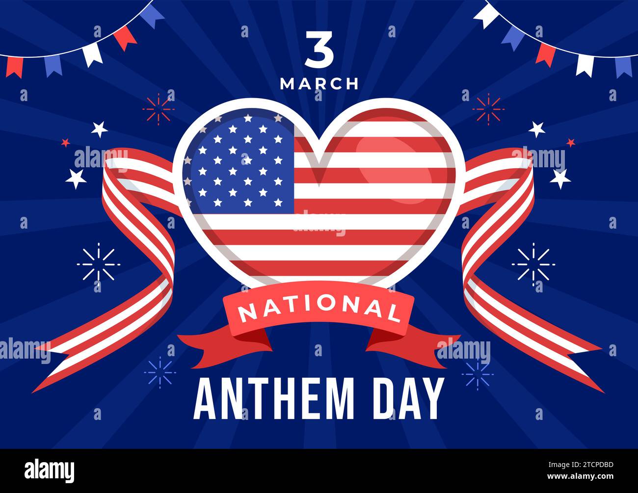 National Anthem Day Vector Illustration on March 3 with United States ...
