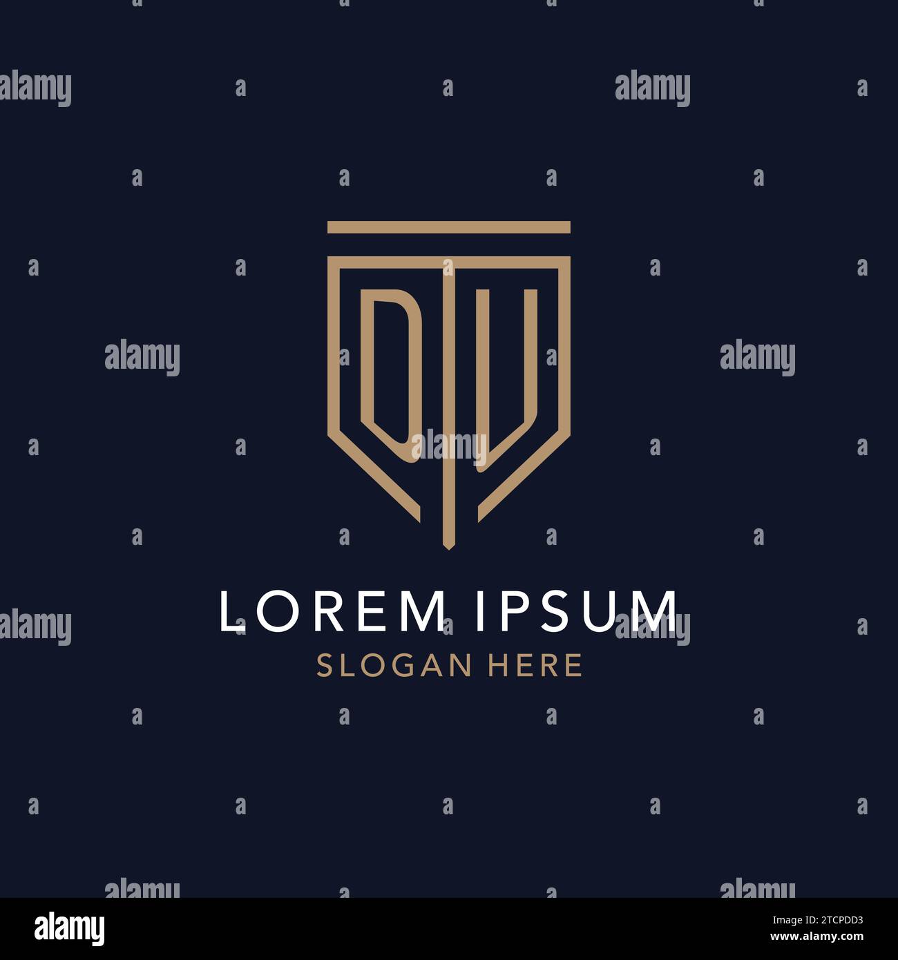 DU initial logo monogram with simple luxury shield icon design ...