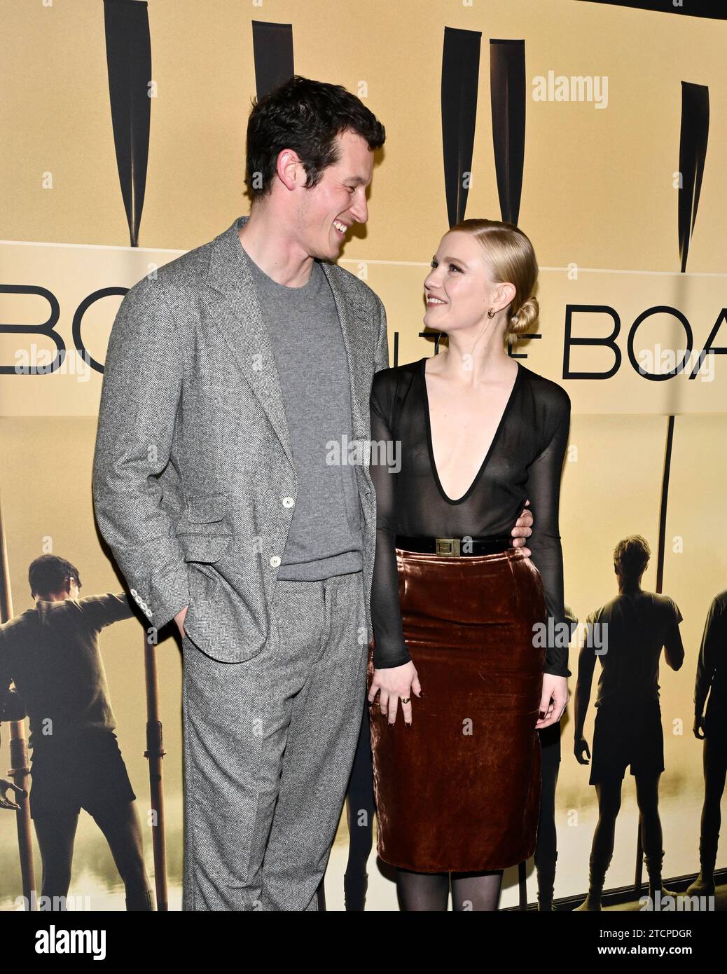 Callum Turner, left, and Hadley Robinson attend a special screening of ...