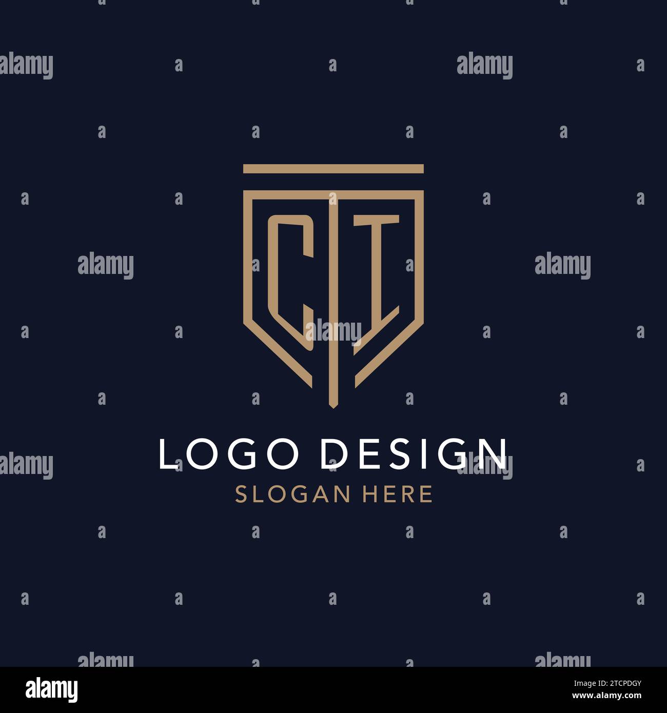 CI initial logo monogram with simple luxury shield icon design inspiration Stock Vector Image ...