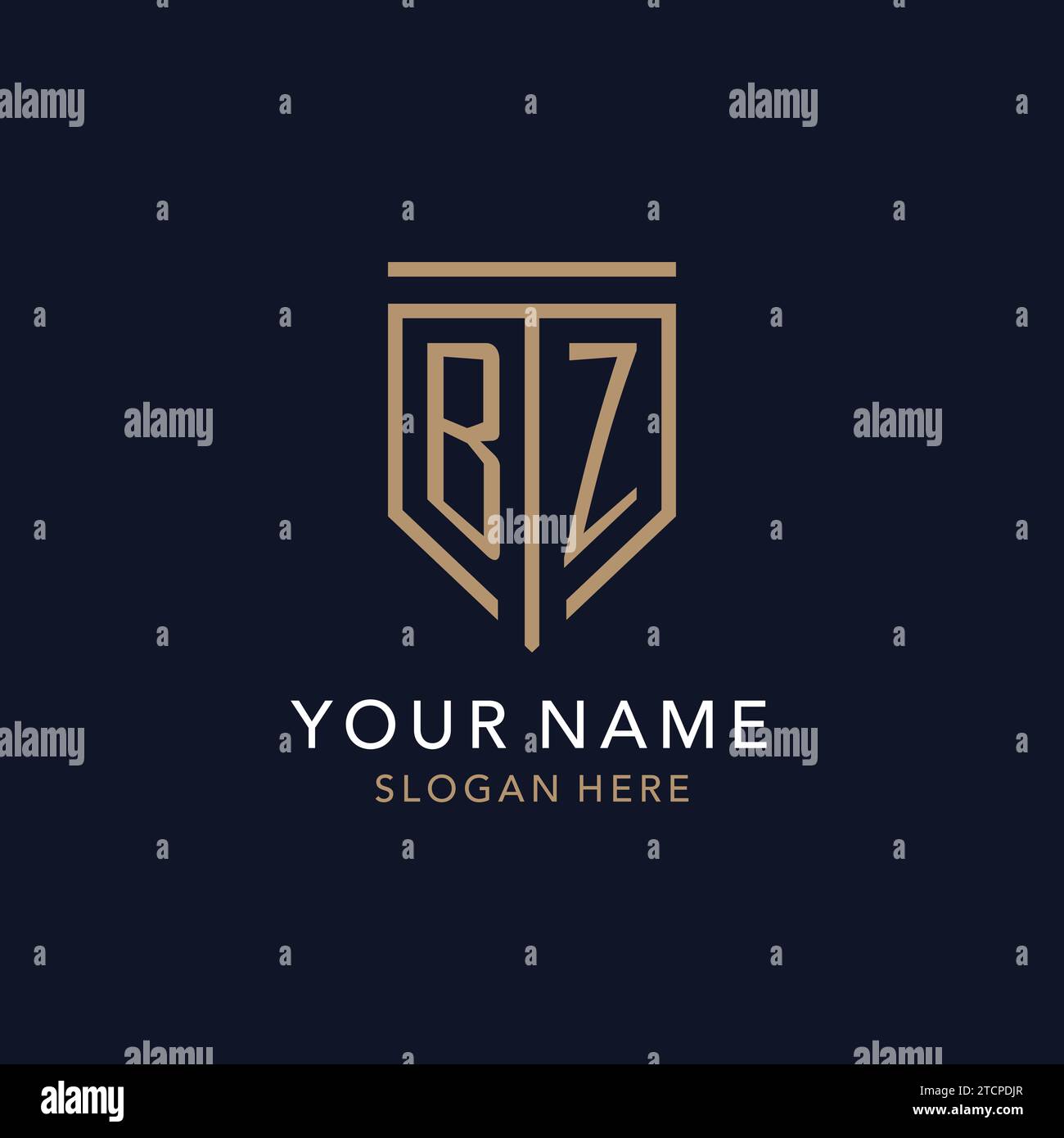 BZ initial logo monogram with simple luxury shield icon design ...