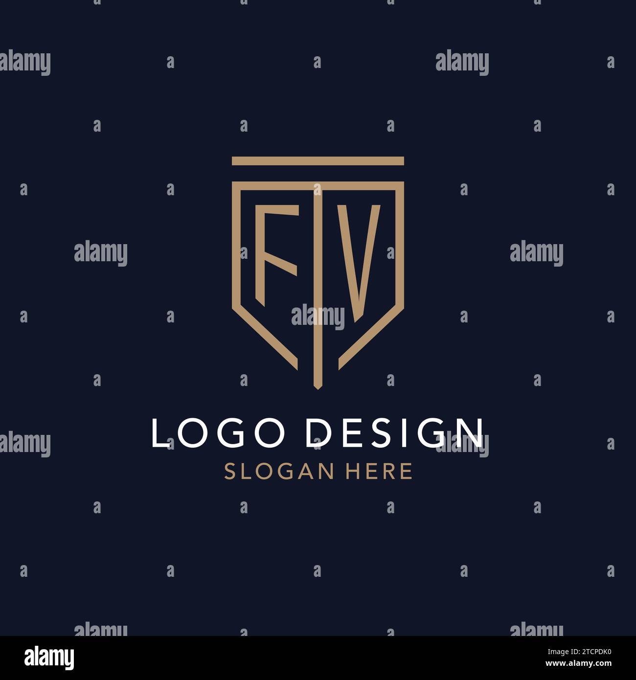 FV initial logo monogram with simple luxury shield icon design ...