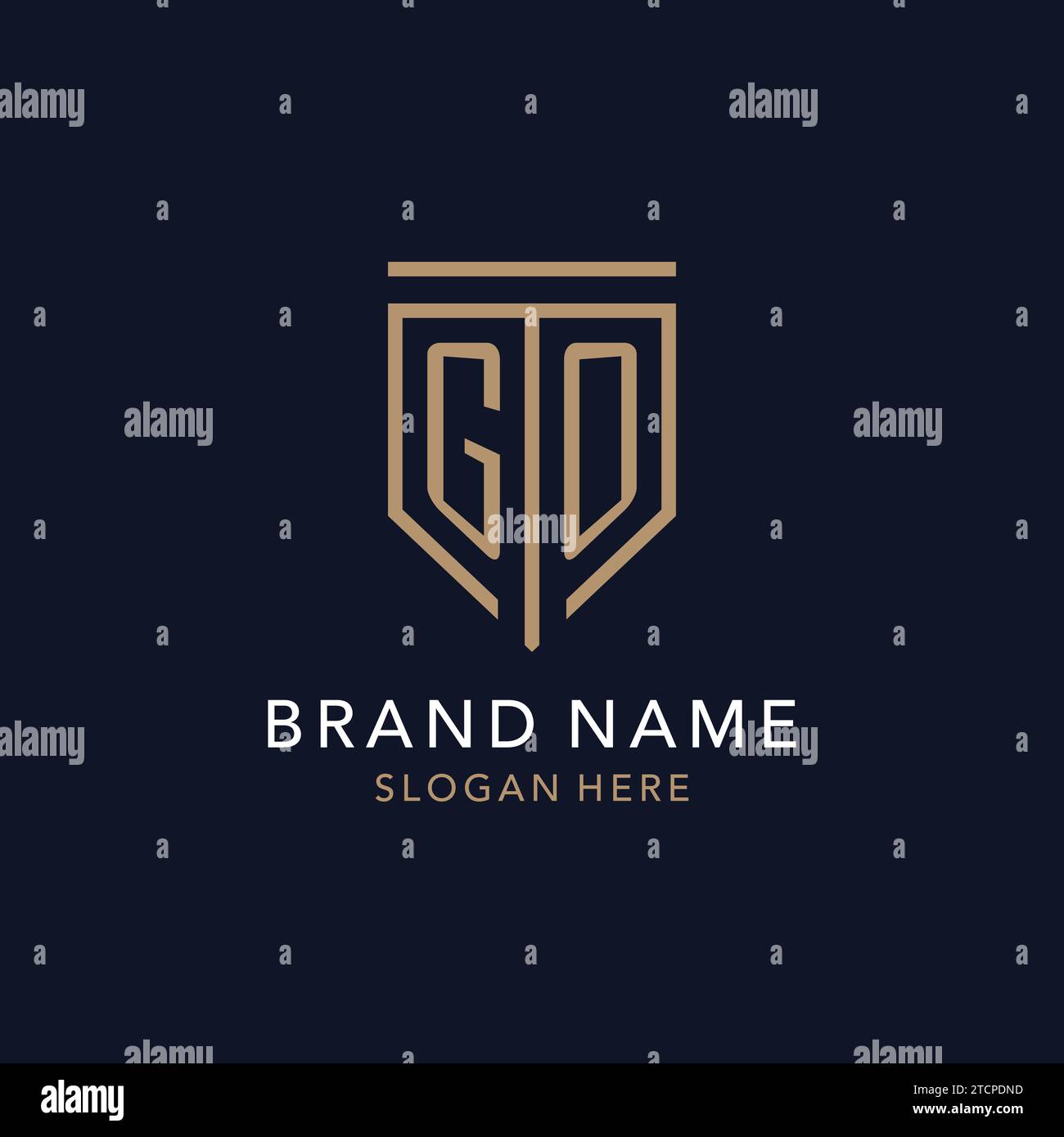 GO initial logo monogram with simple luxury shield icon design ...