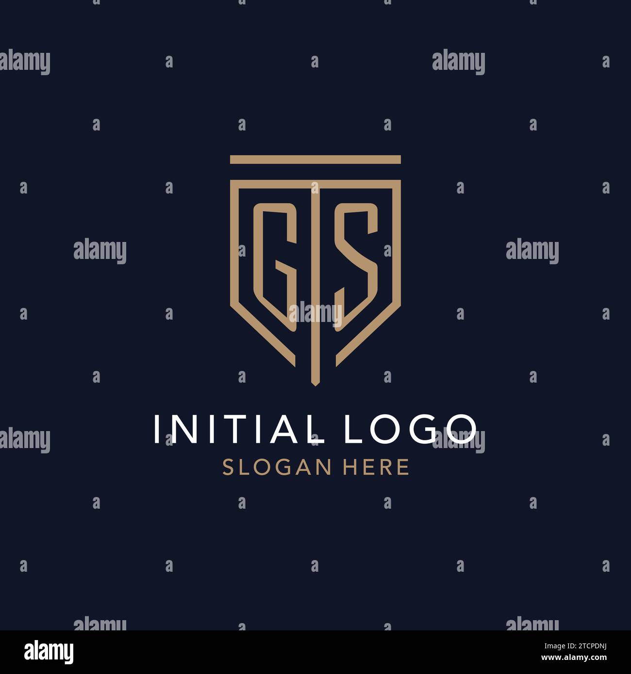 GS initial logo monogram with simple luxury shield icon design ...