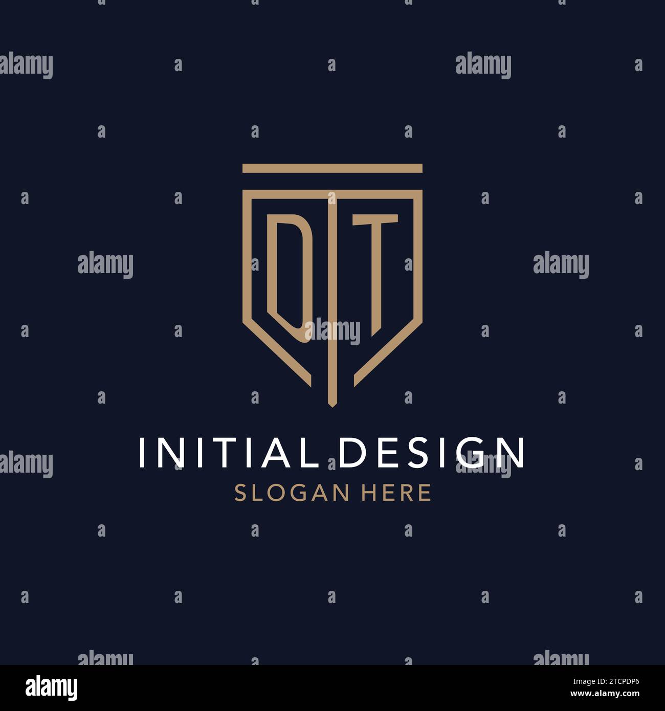 DT initial logo monogram with simple luxury shield icon design ...