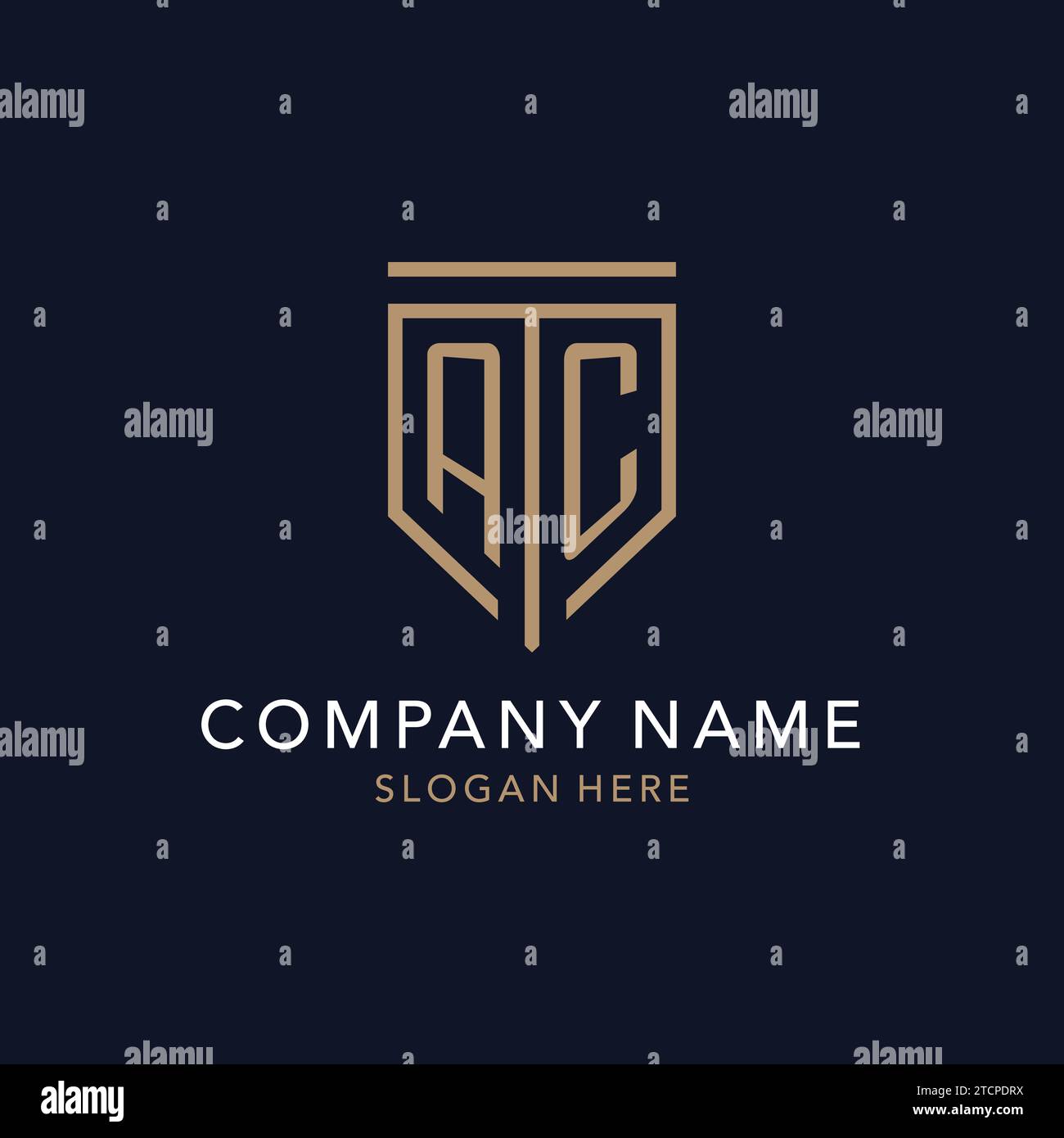 AC initial logo monogram with simple luxury shield icon design ...