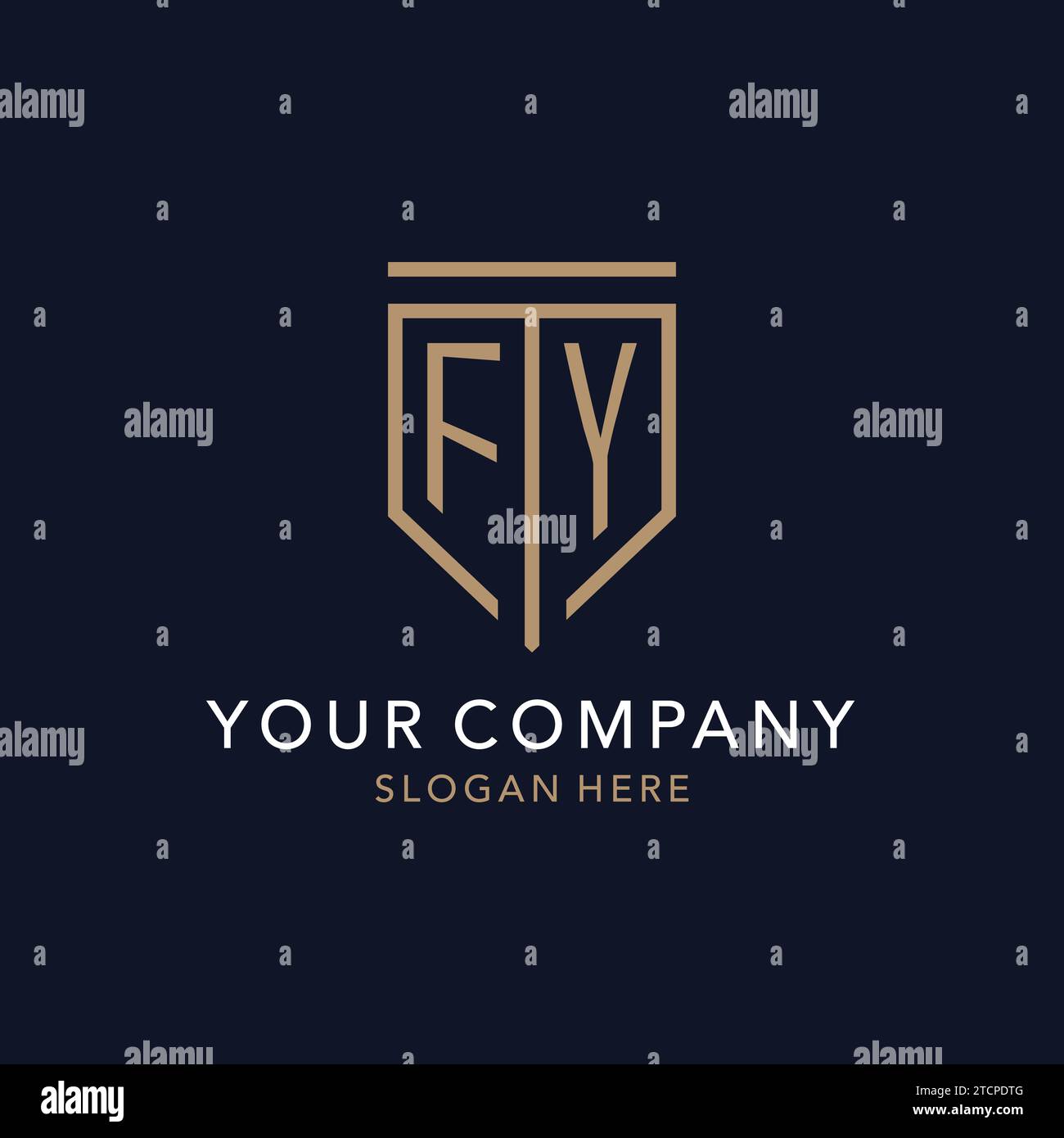 FY initial logo monogram with simple luxury shield icon design ...