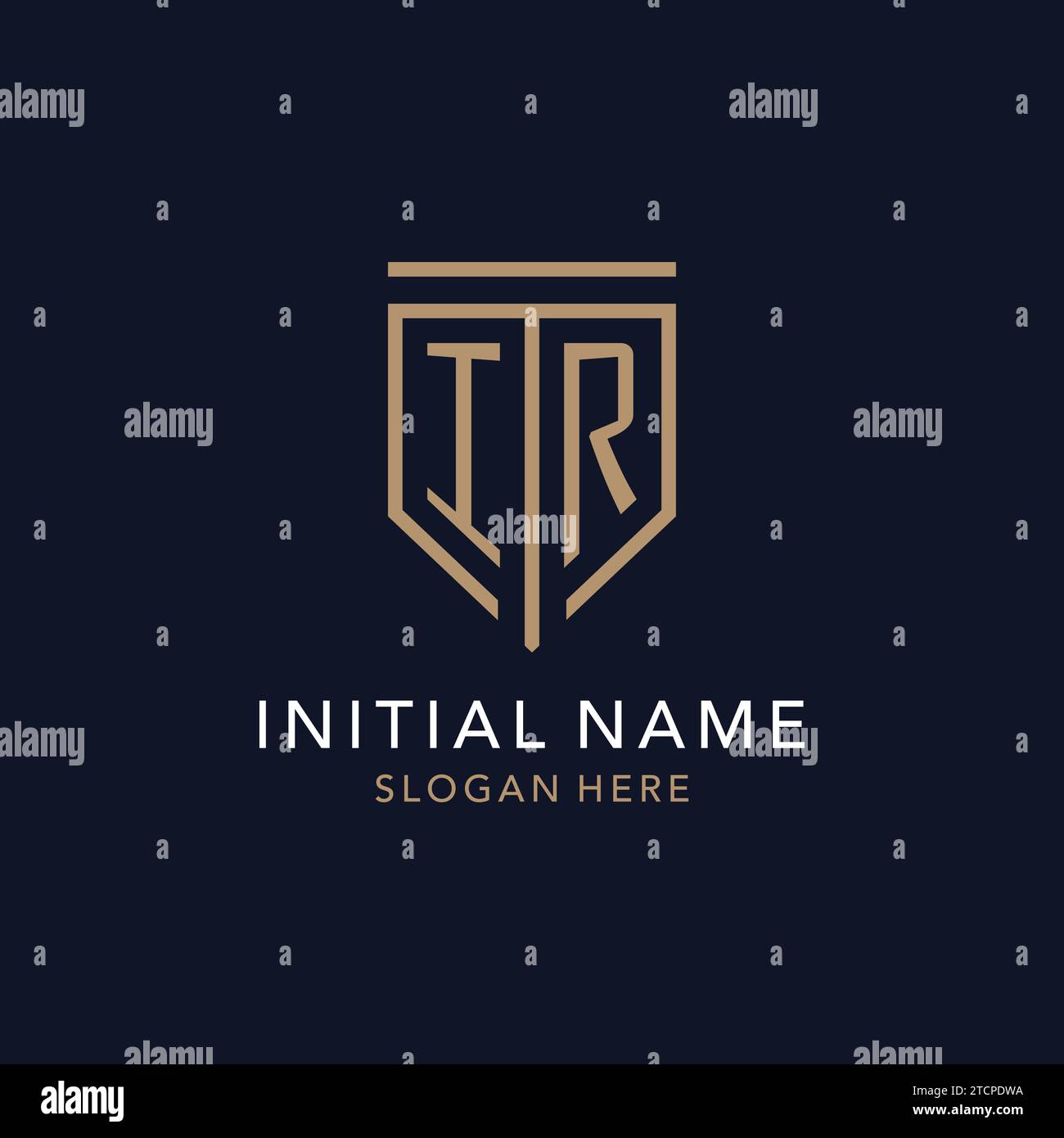 IR initial logo monogram with simple luxury shield icon design ...