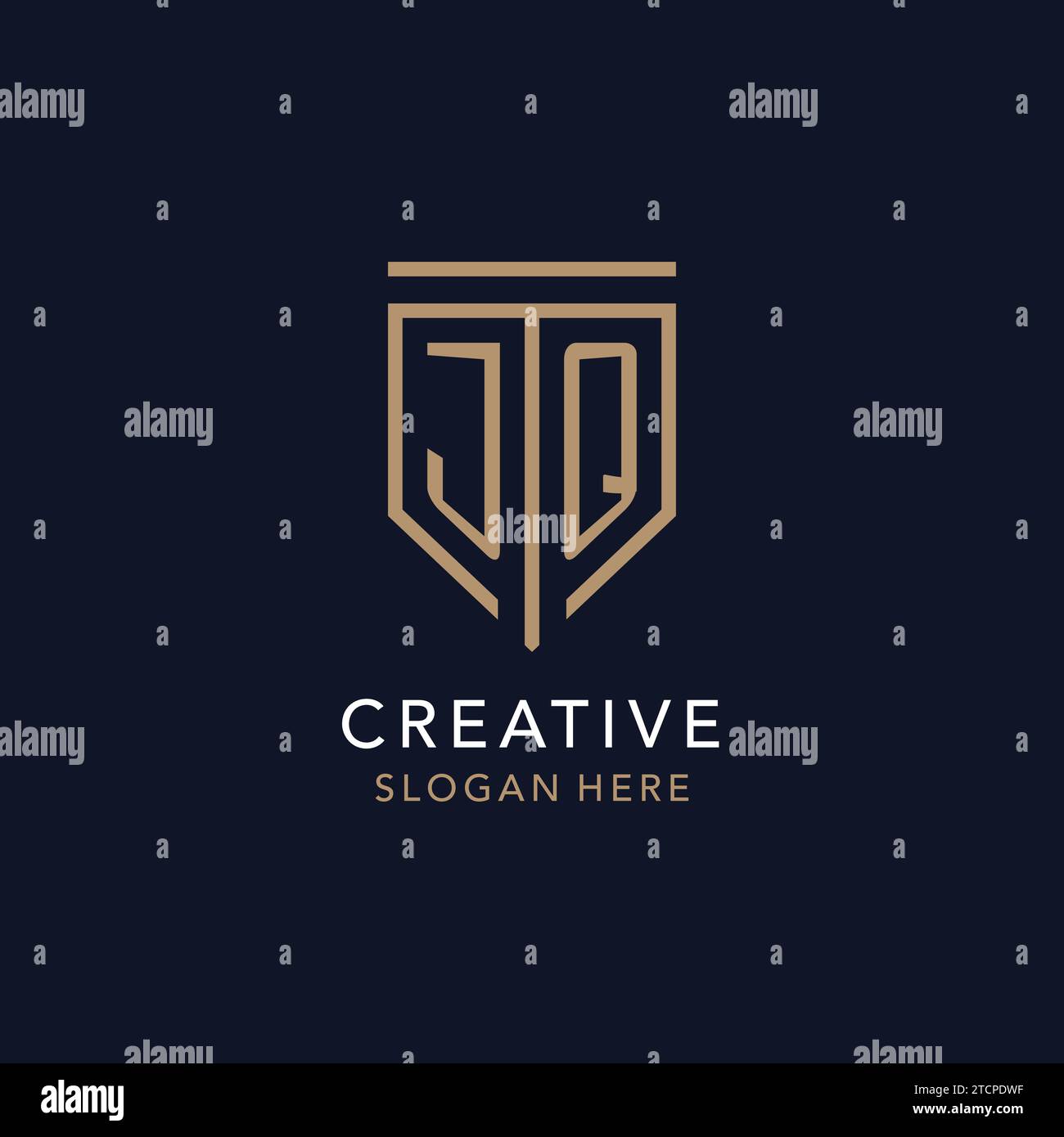 JQ initial logo monogram with simple luxury shield icon design ...
