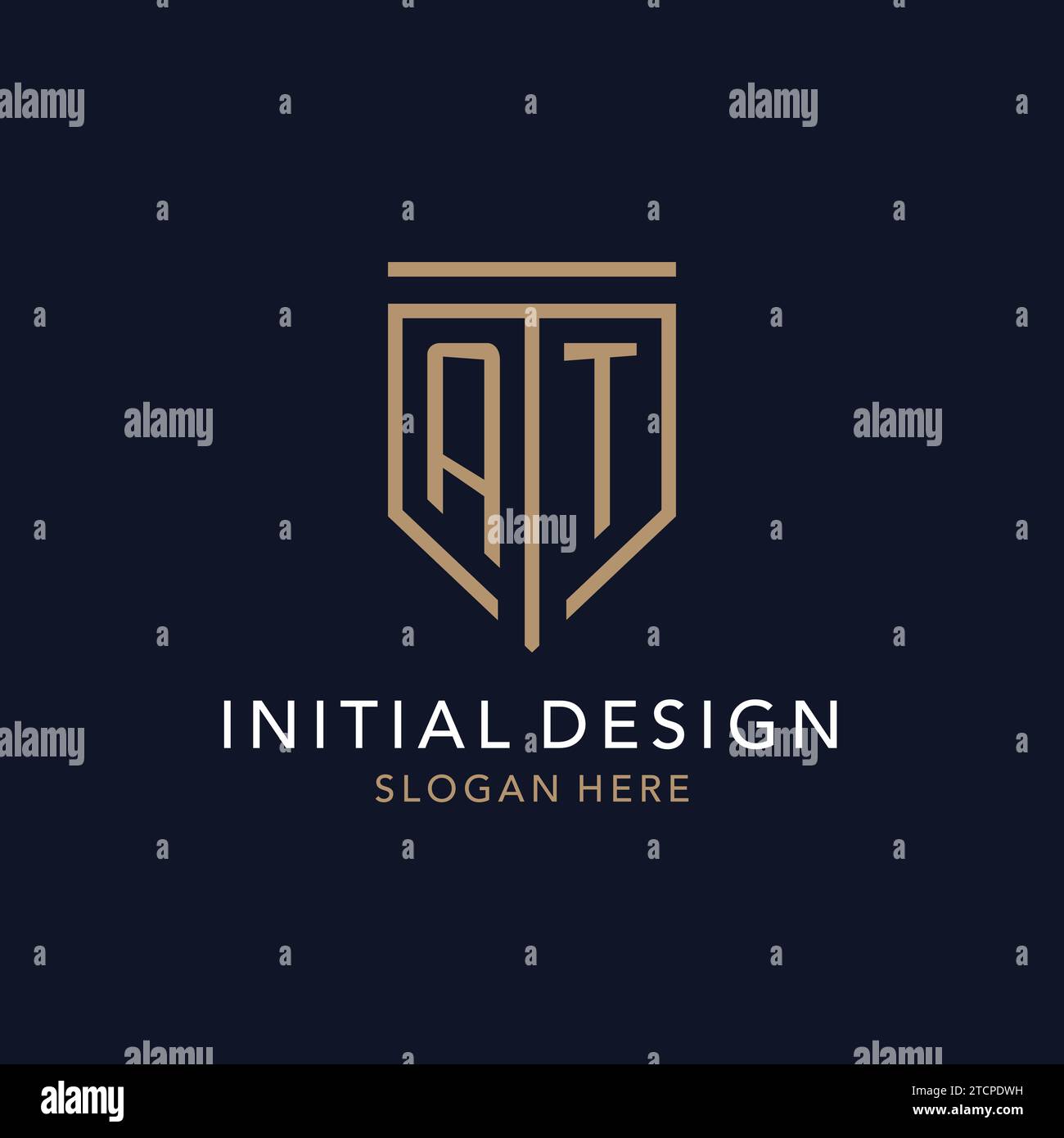 AT initial logo monogram with simple luxury shield icon design ...