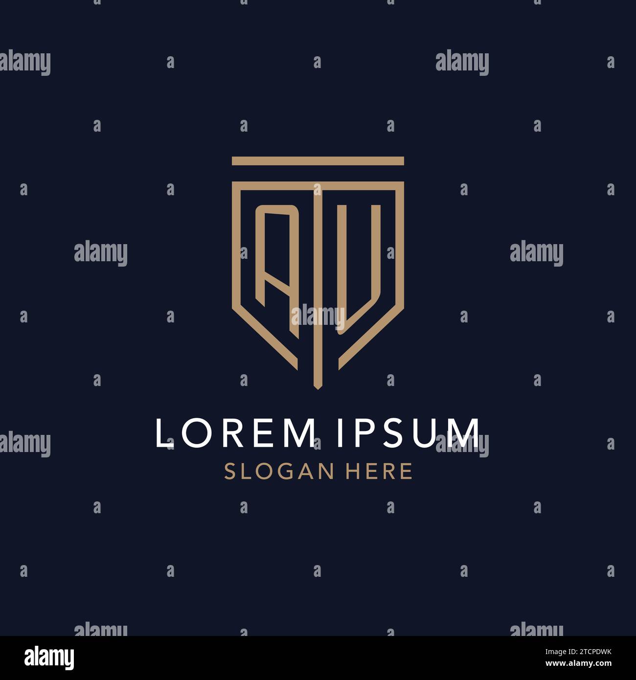 AU initial logo monogram with simple luxury shield icon design ...