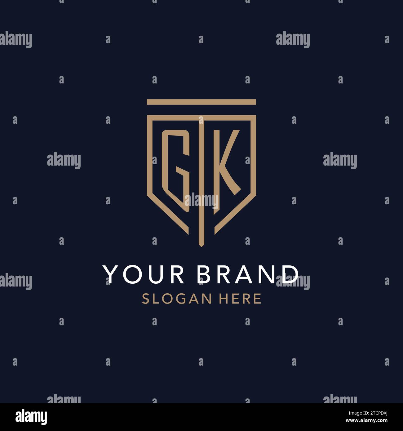 GK initial logo monogram with simple luxury shield icon design ...