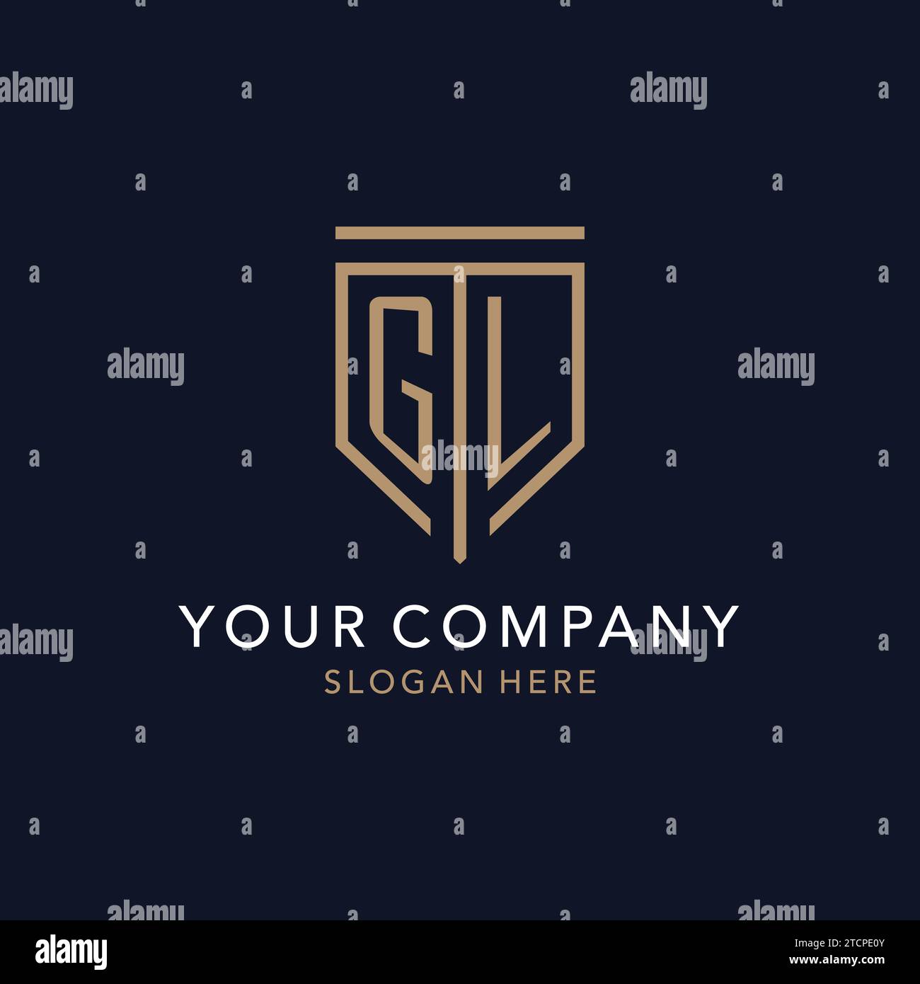 GL initial logo monogram with simple luxury shield icon design ...