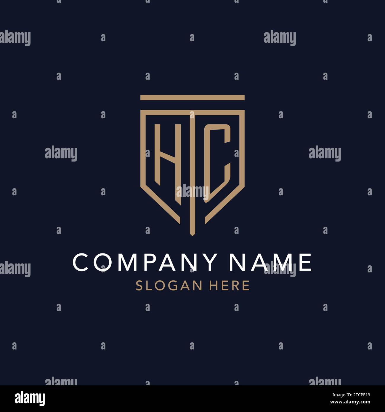 HC initial logo monogram with simple luxury shield icon design ...