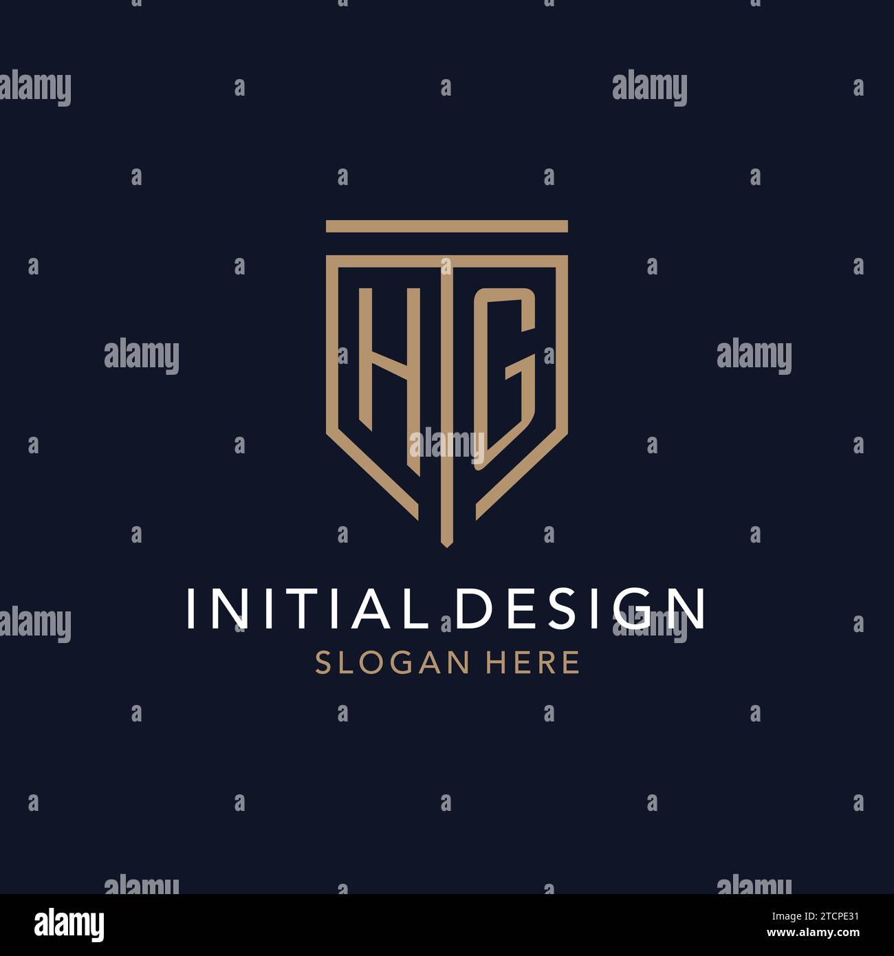 HG initial logo monogram with simple luxury shield icon design ...