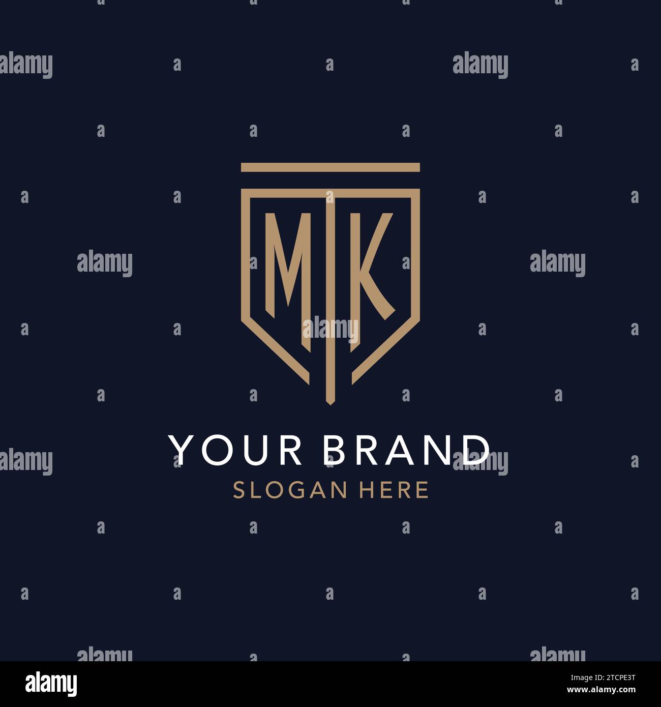 MK initial logo monogram with simple luxury shield icon design ...