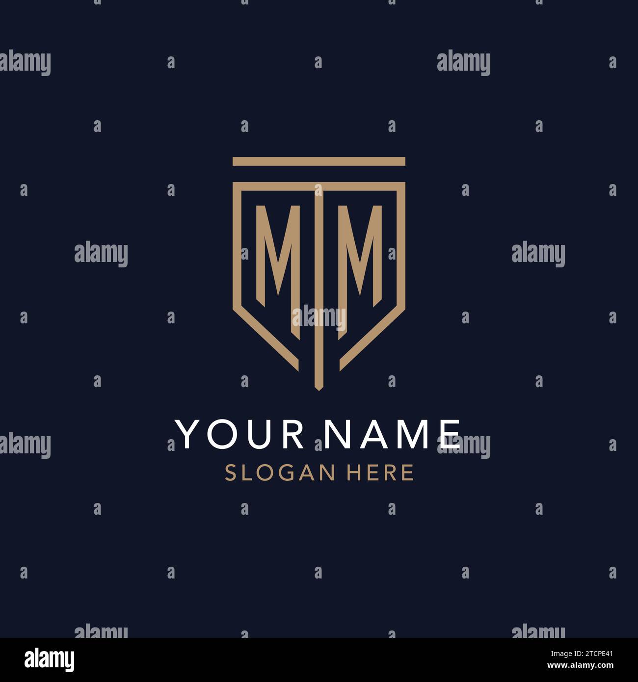 MM initial logo monogram with simple luxury shield icon design ...