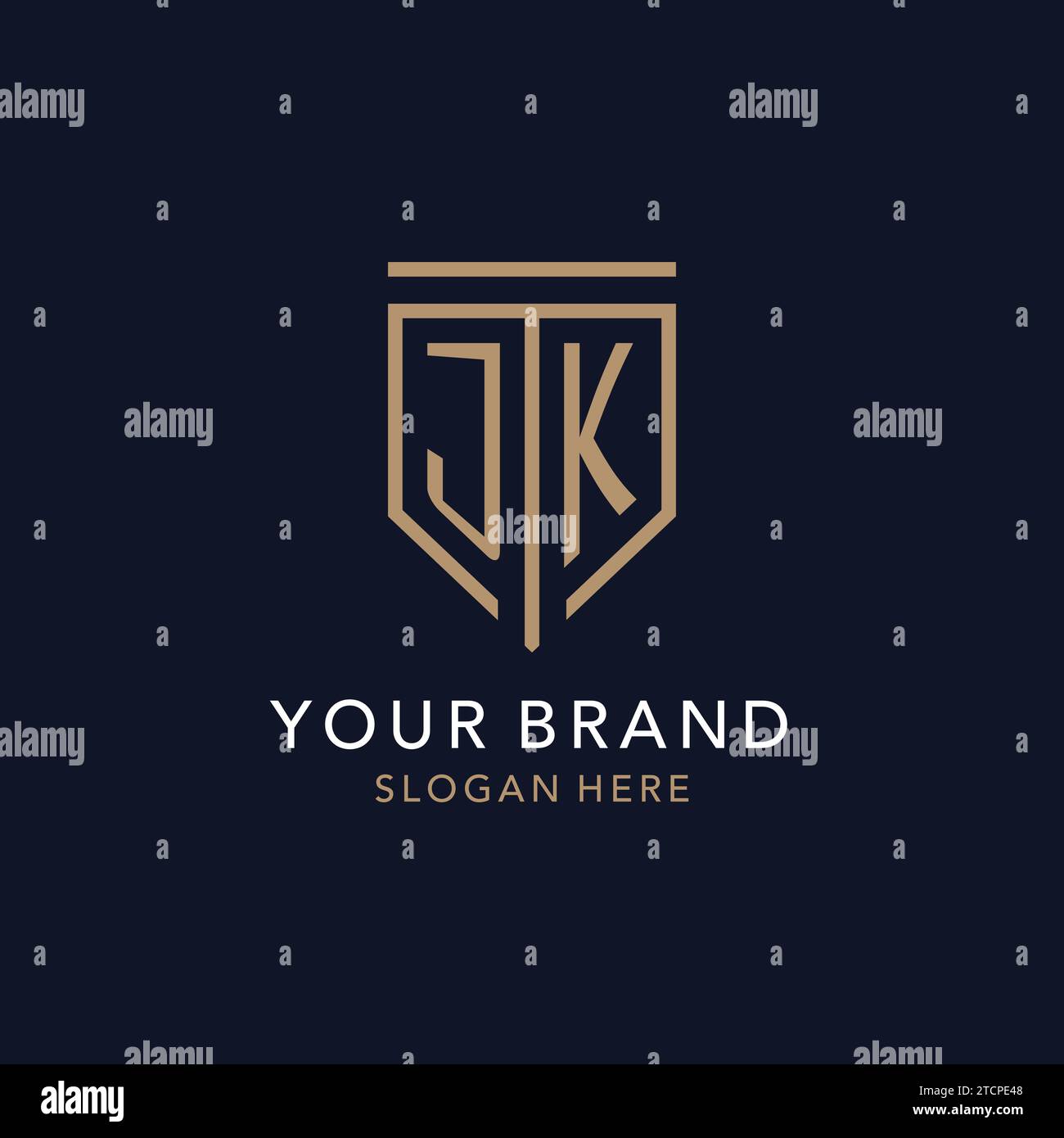 JK initial logo monogram with simple luxury shield icon design ...