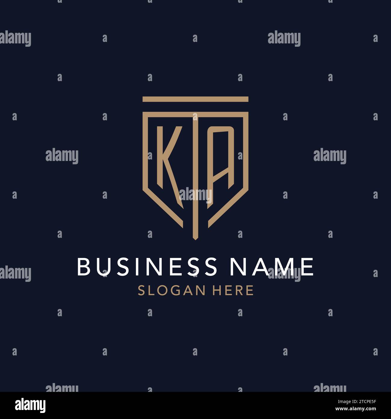 KA initial logo monogram with simple luxury shield icon design ...