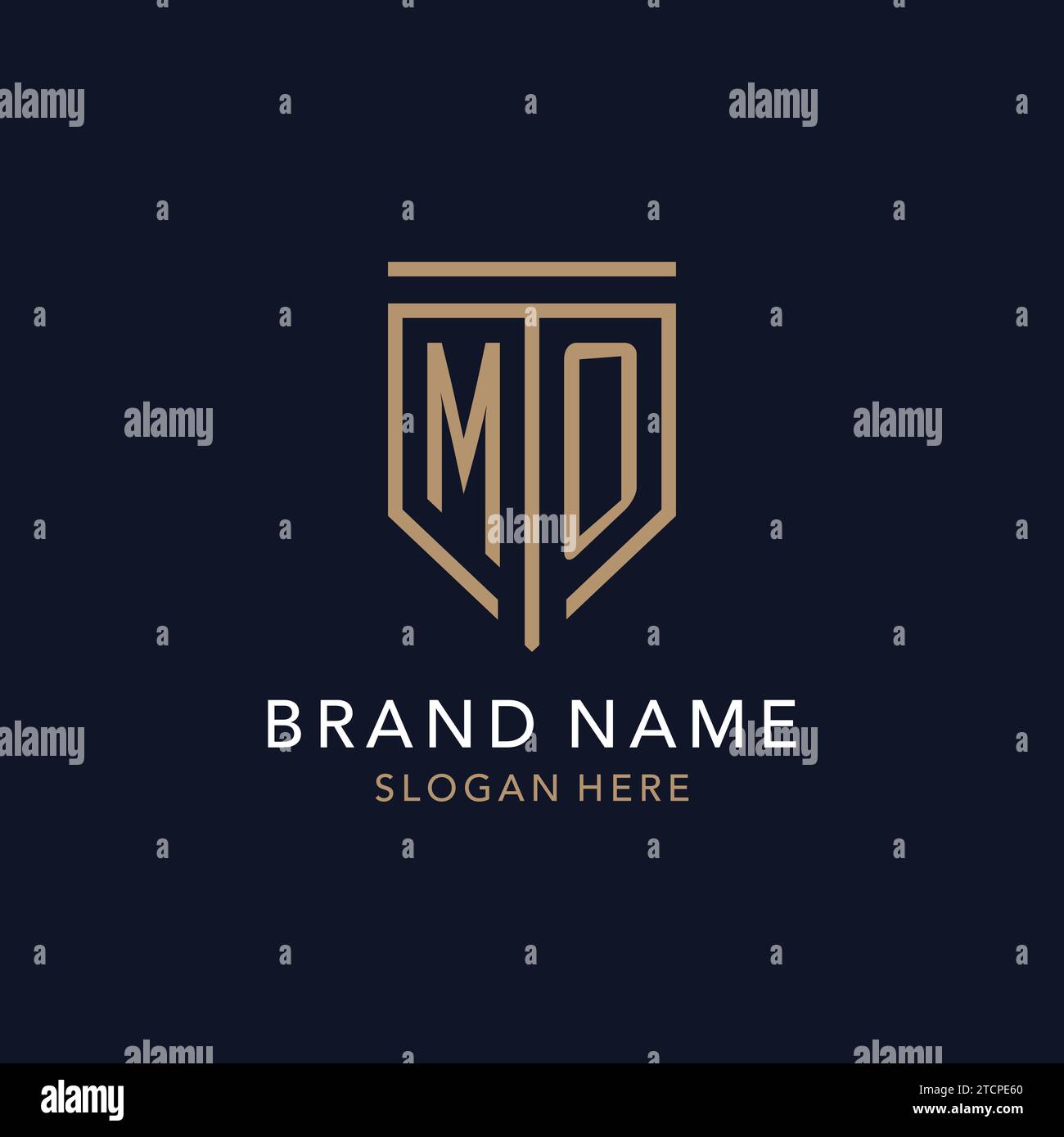 MO initial logo monogram with simple luxury shield icon design ...