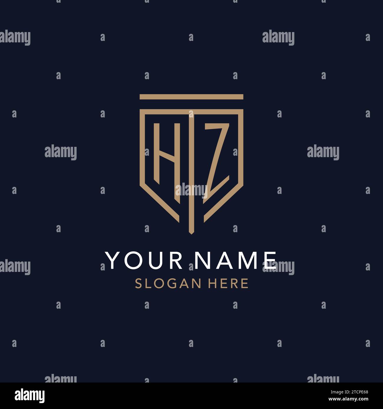 HZ initial logo monogram with simple luxury shield icon design ...