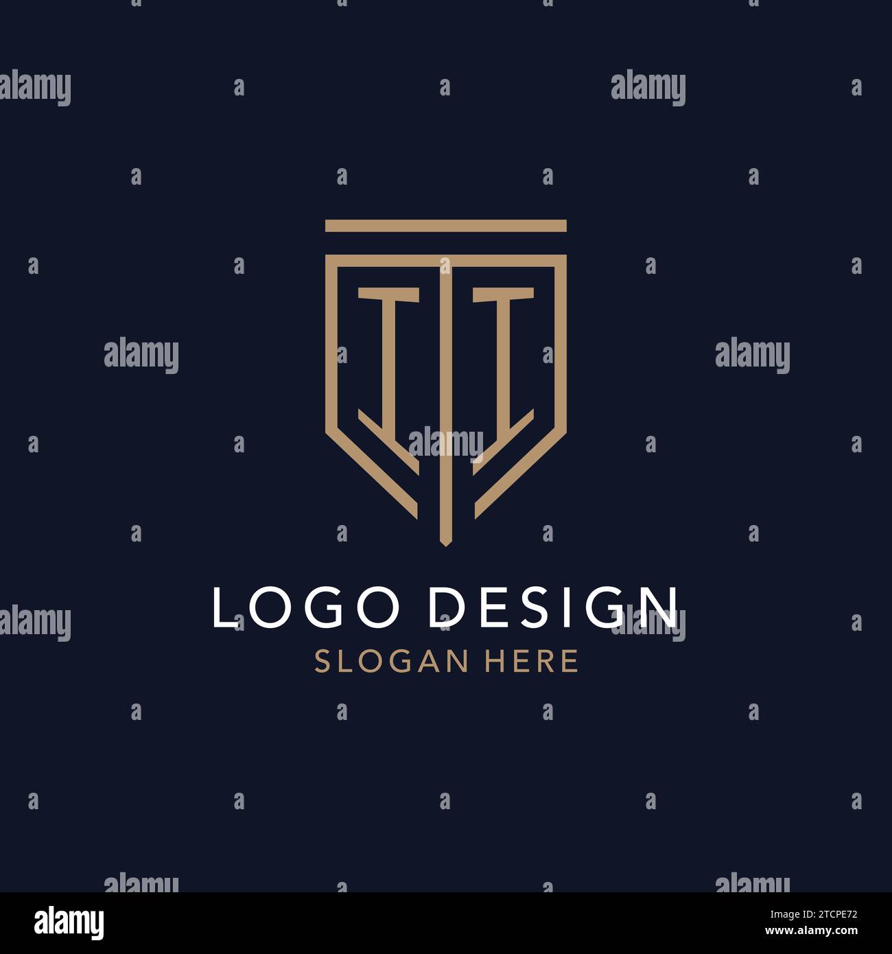 II initial logo monogram with simple luxury shield icon design ...