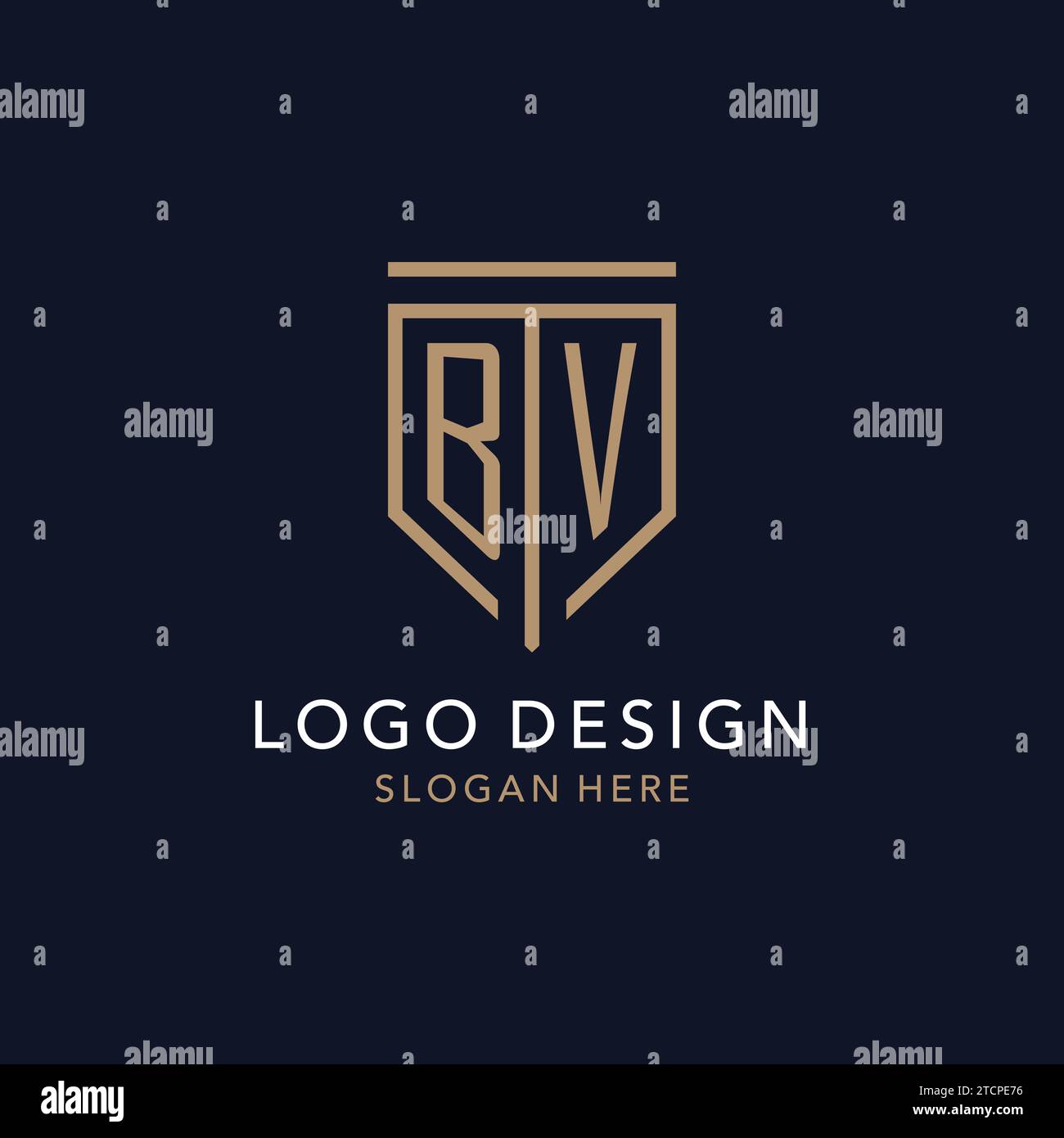 BV initial logo monogram with simple luxury shield icon design ...