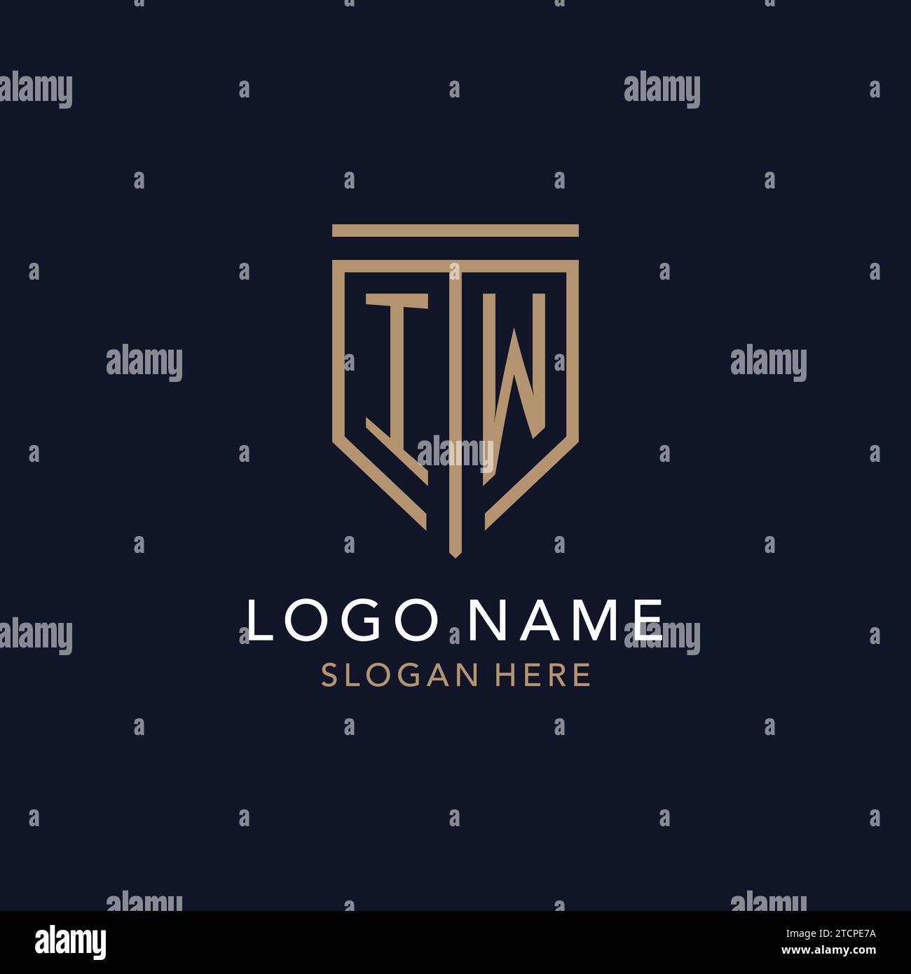 IW initial logo monogram with simple luxury shield icon design ...
