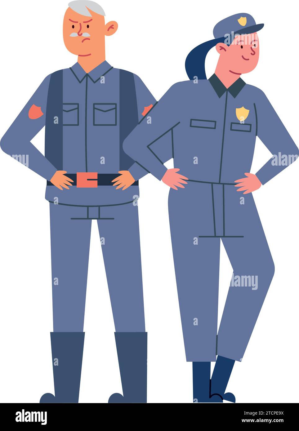 police day design with police couple vector isolated Stock Vector Image ...